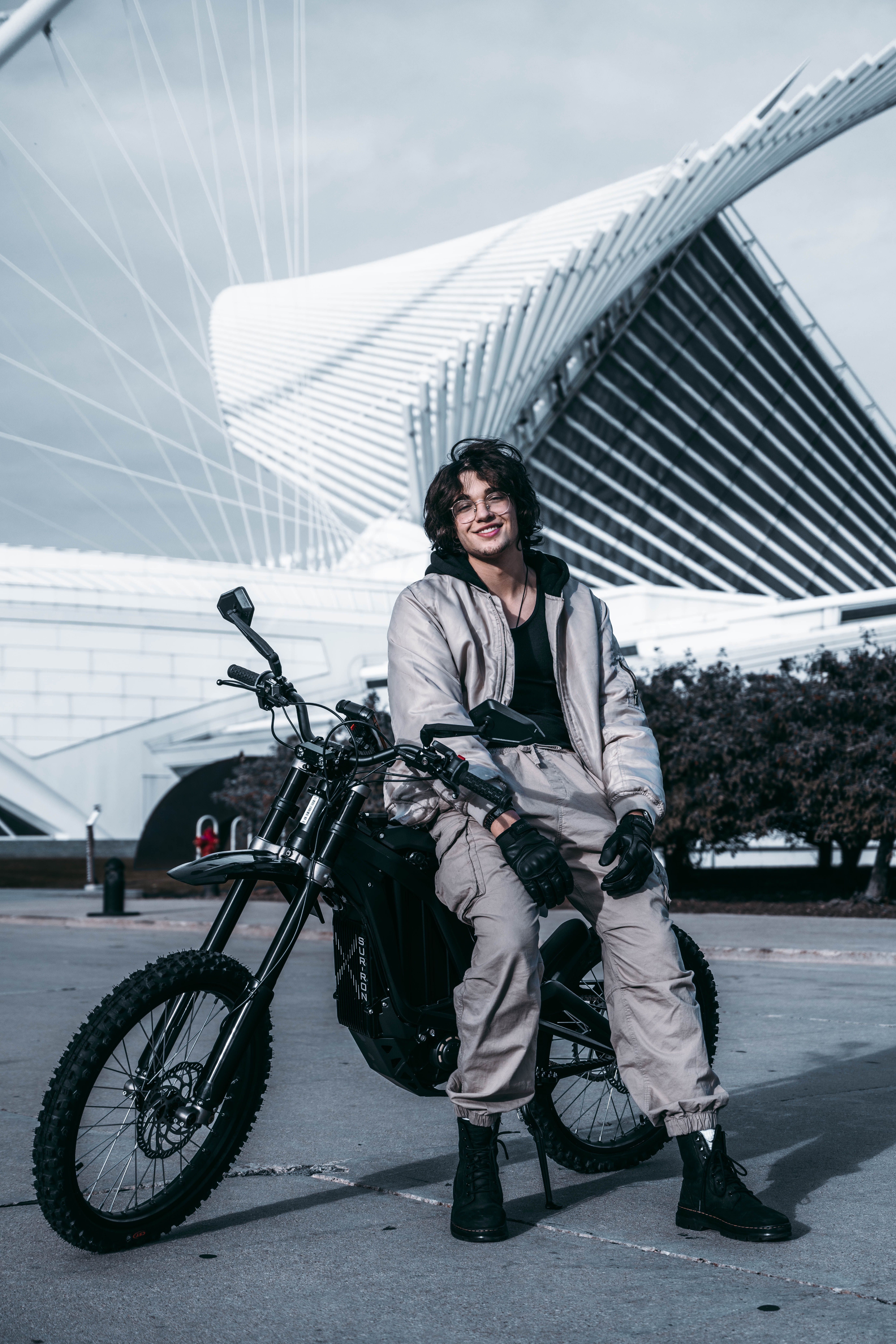 Cool Biker Posing at Milwaukee Art Museum · Free Stock Photo