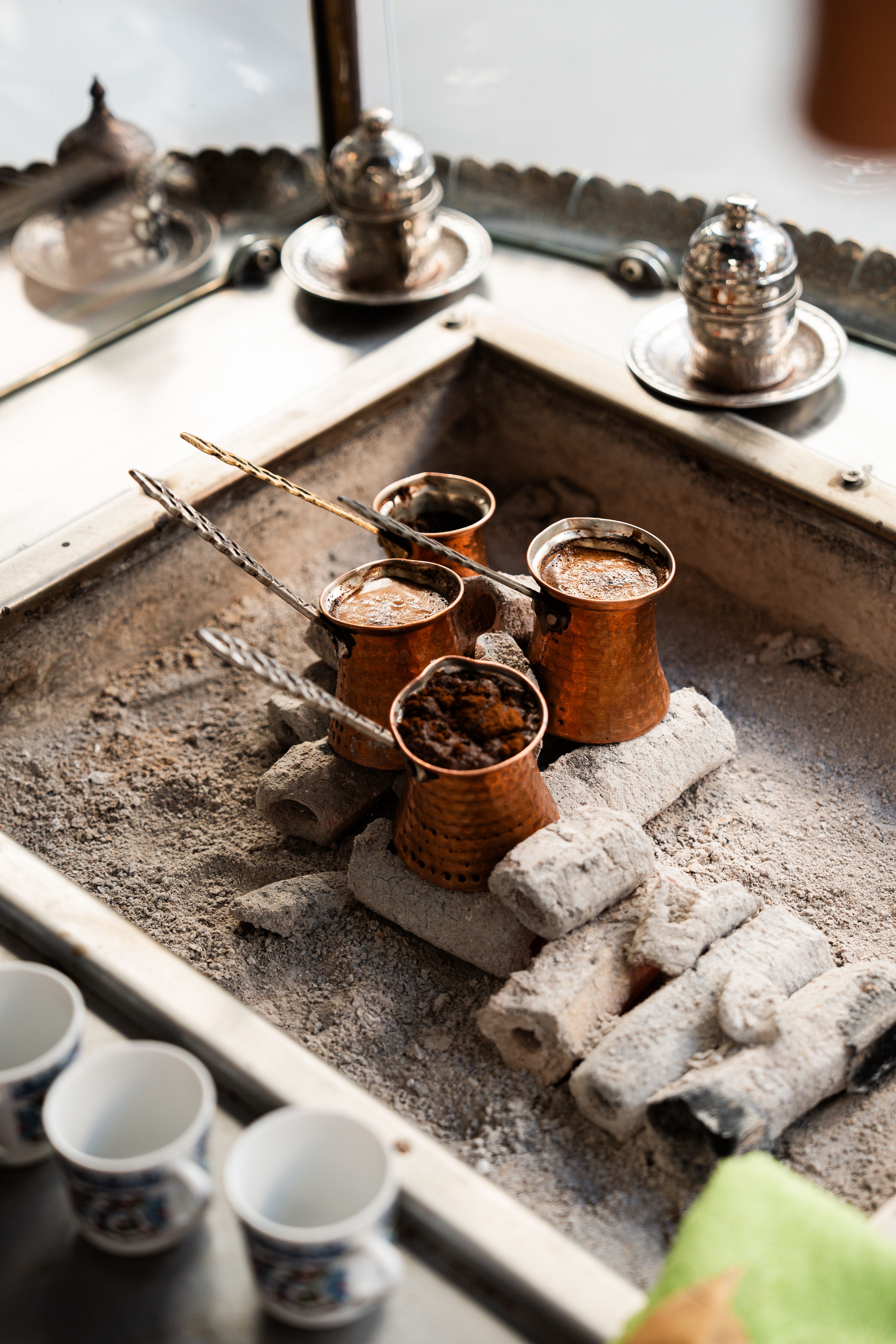 Traditional Turkish Coffee Brewing in İstanbul · Free Stock Photo