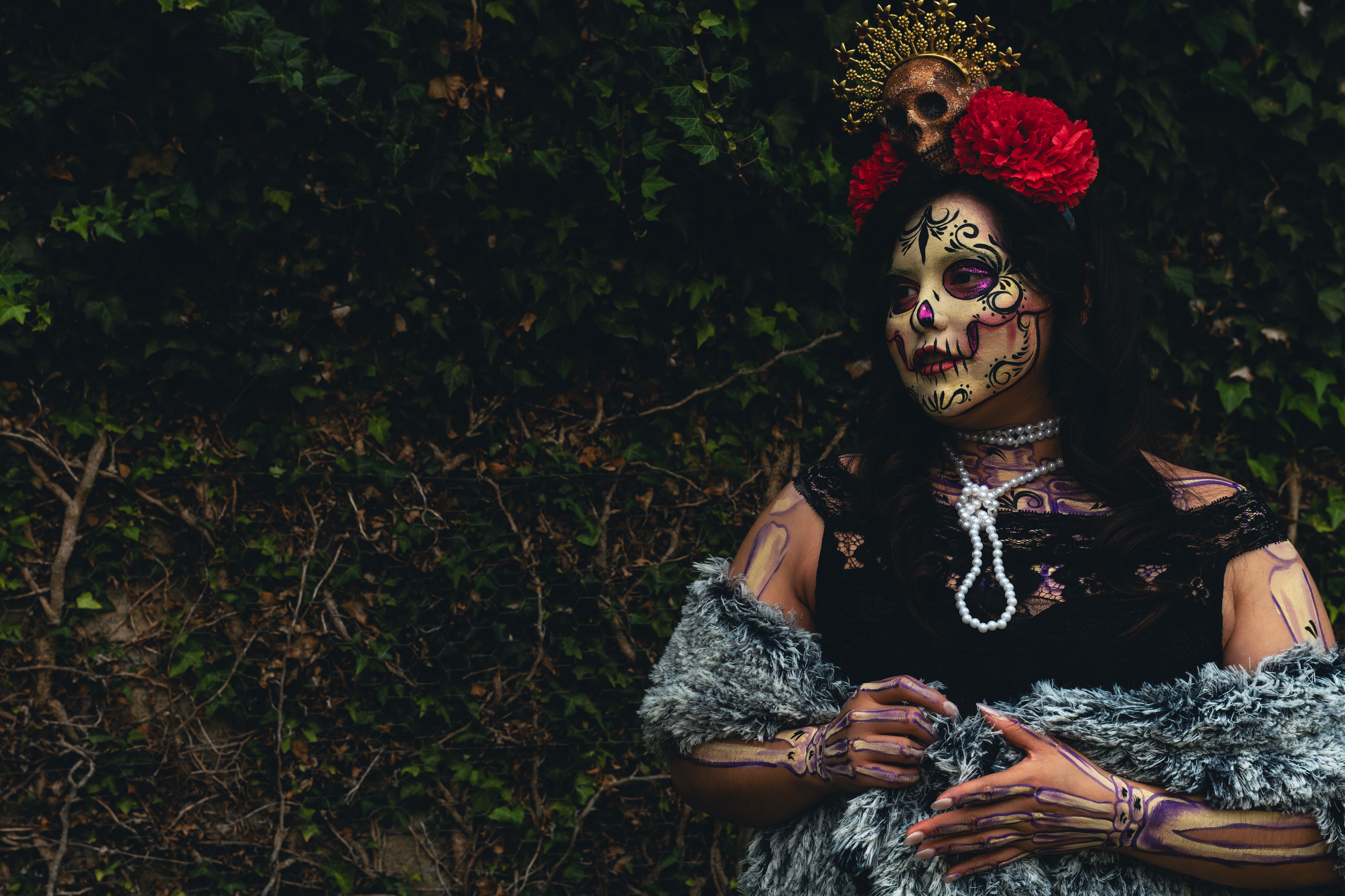 Catrina Halloween Costume in Outdoor Setting · Free Stock Photo