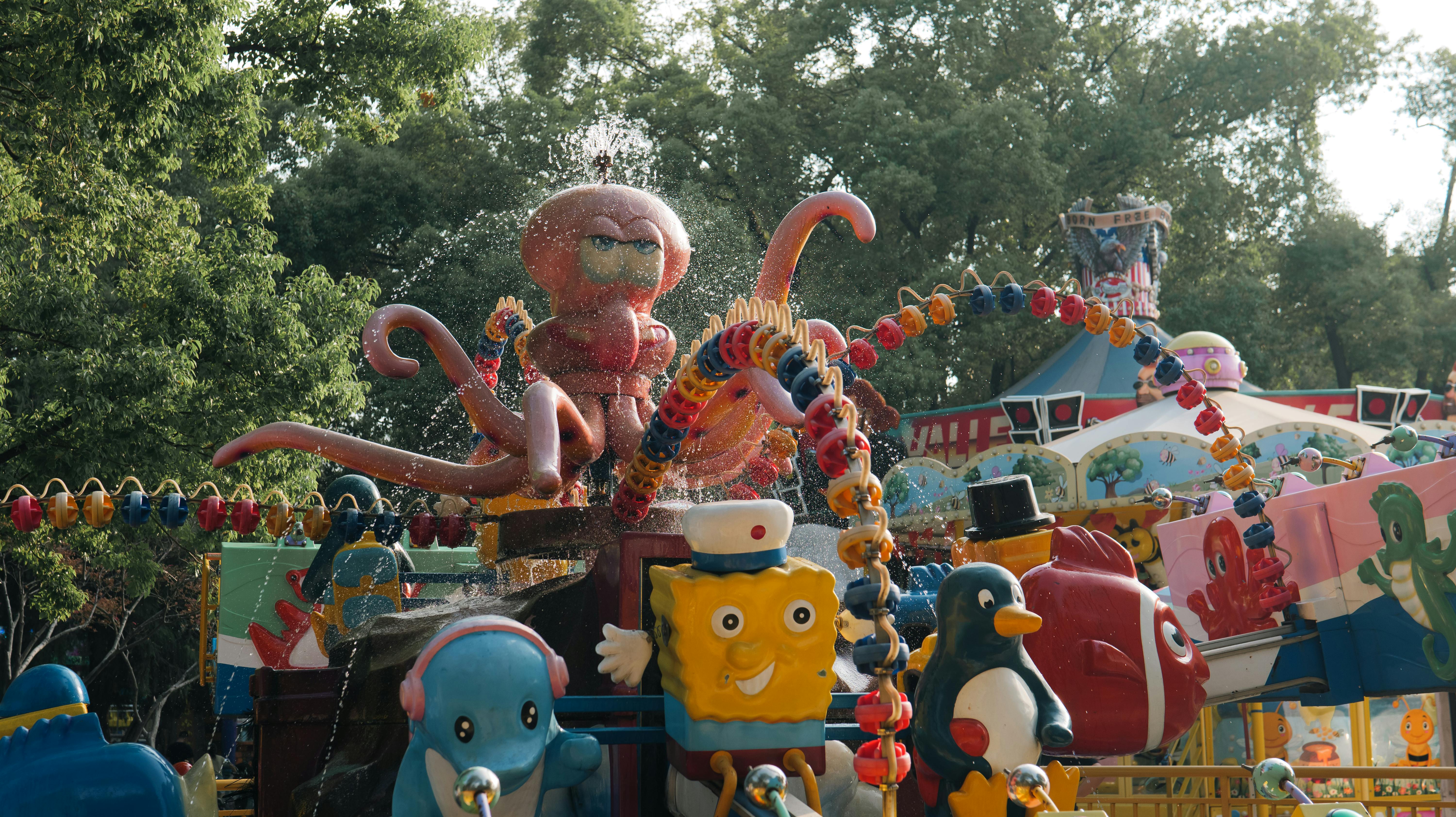 Colorful Amusement Park Ride with Octopus · Free Stock Photo