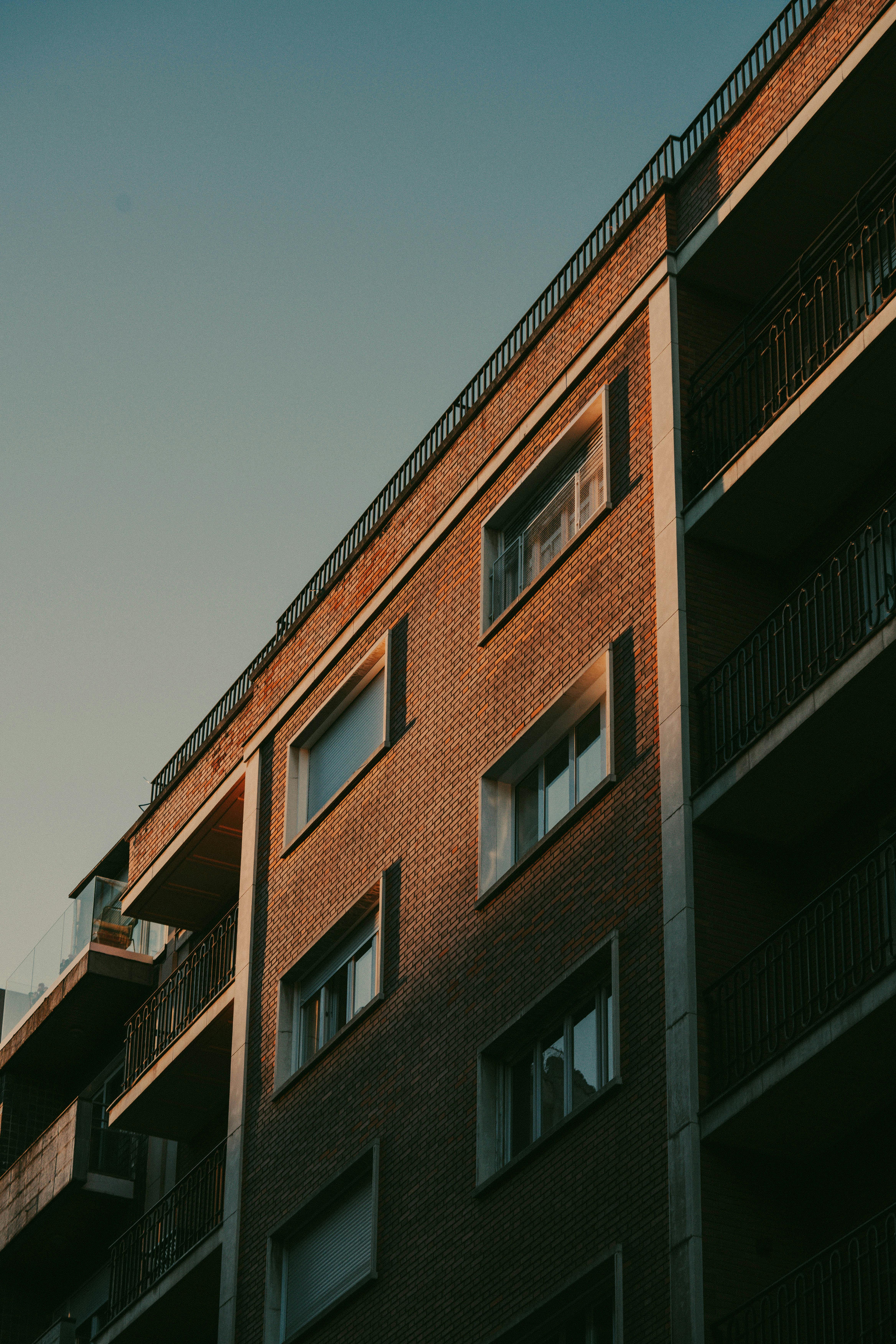 Urban Sunset Shadows on Madrid Apartment Building · Free Stock Photo