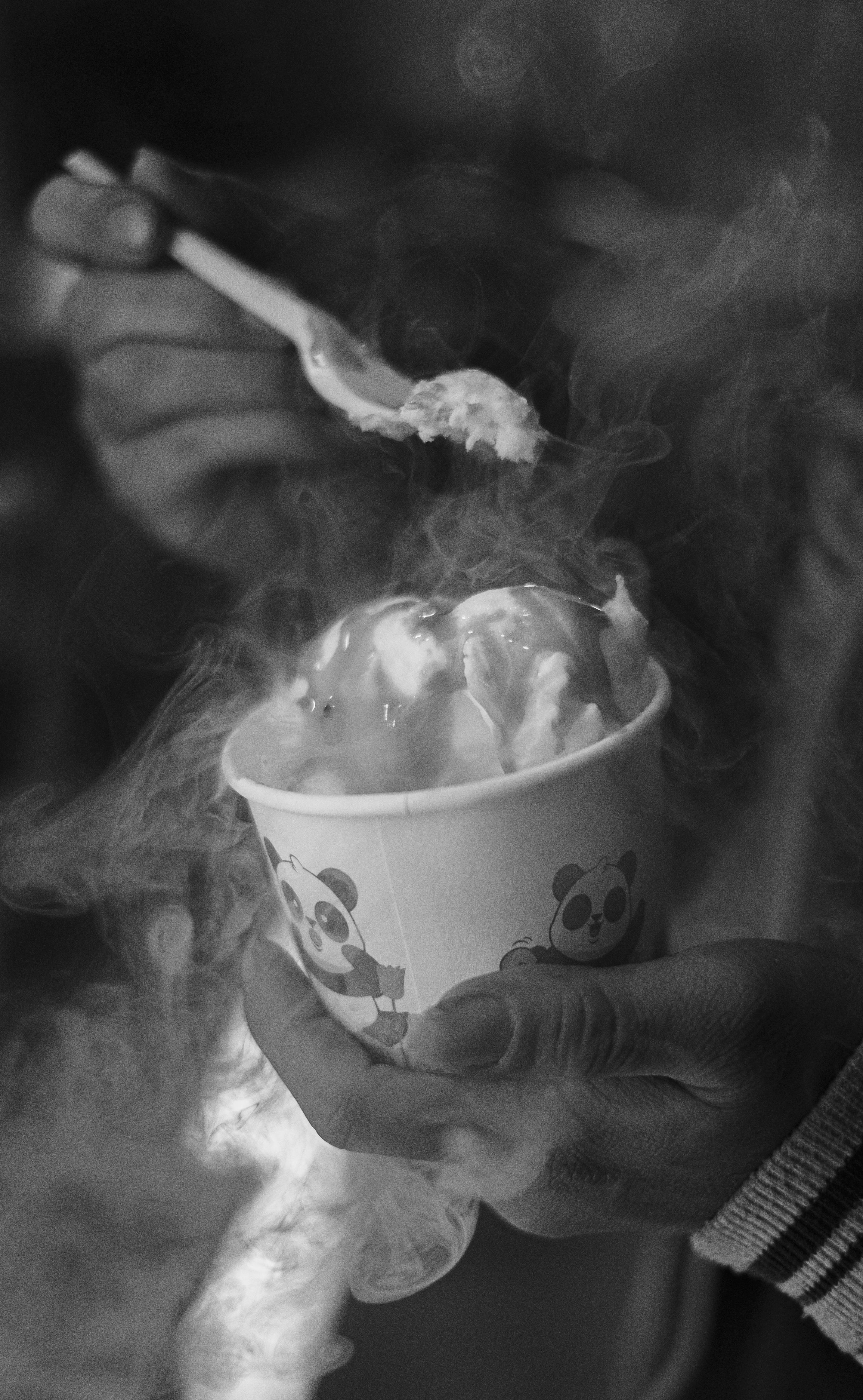 Black and White Steaming Ice Cream Moment · Free Stock Photo