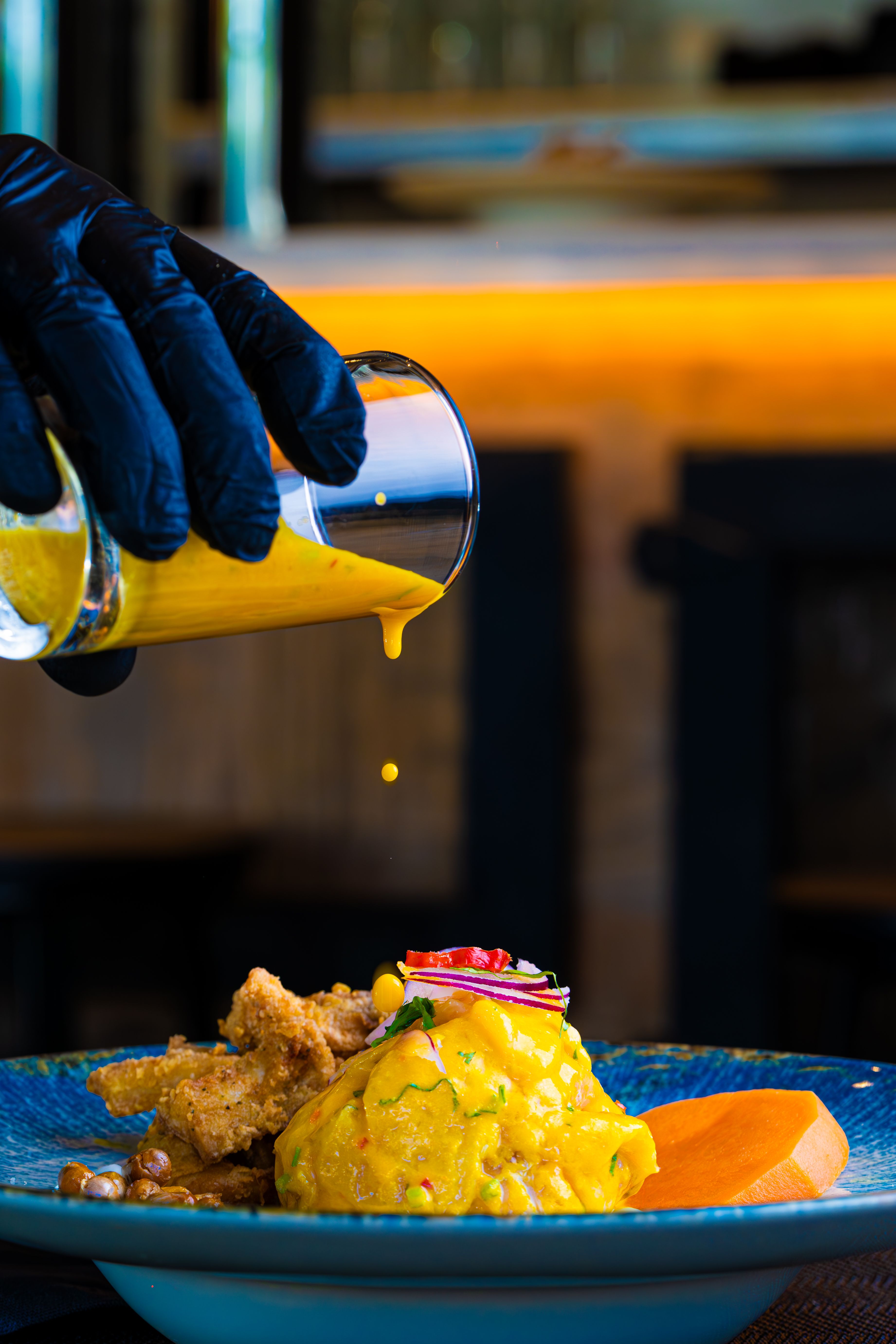 Delicious Gourmet Dish with Drizzling Sauce · Free Stock Photo