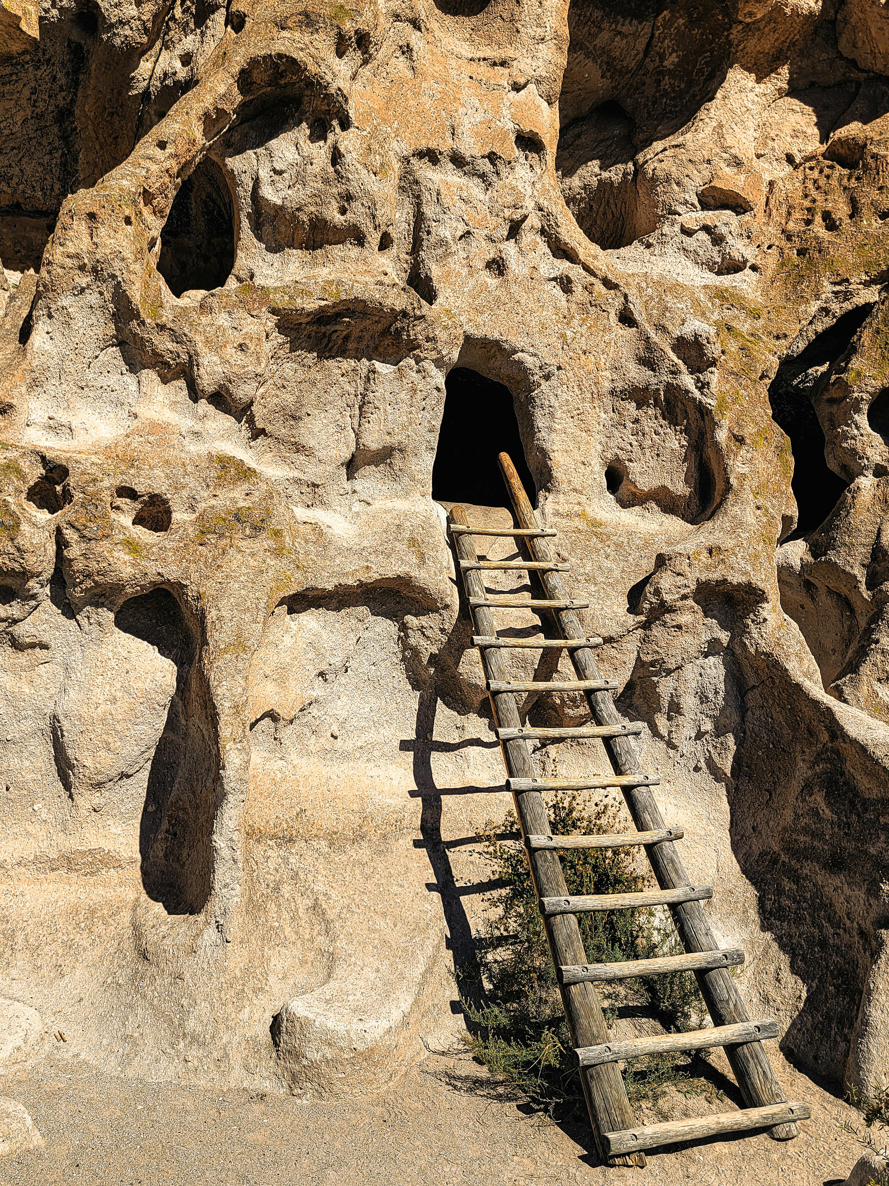 Rustic Ladder Leading to Cliffside Cave Entrance · Free Stock Photo