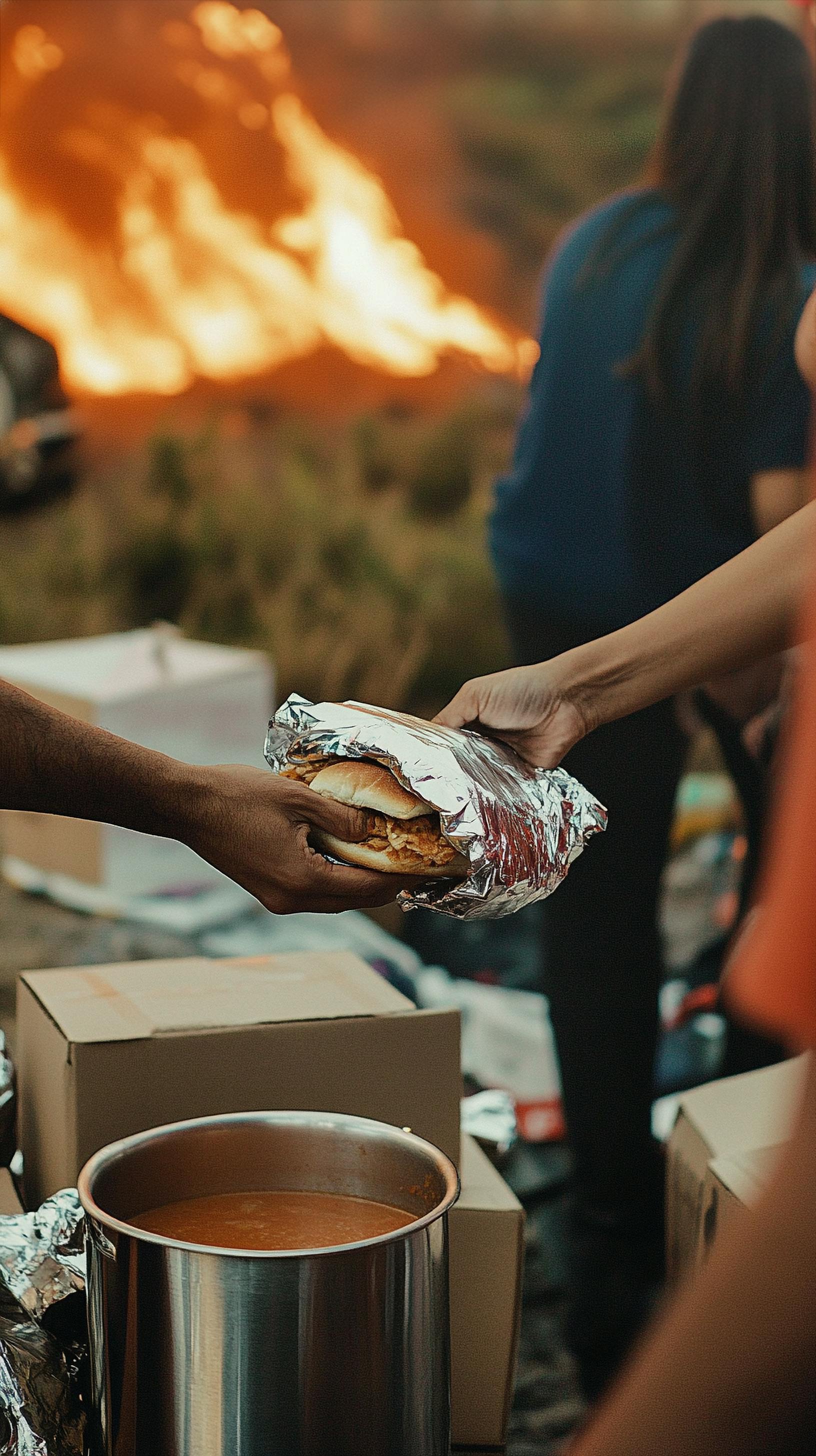 Firefighters Serving Meals During a Fire in Porto · Free Stock Photo