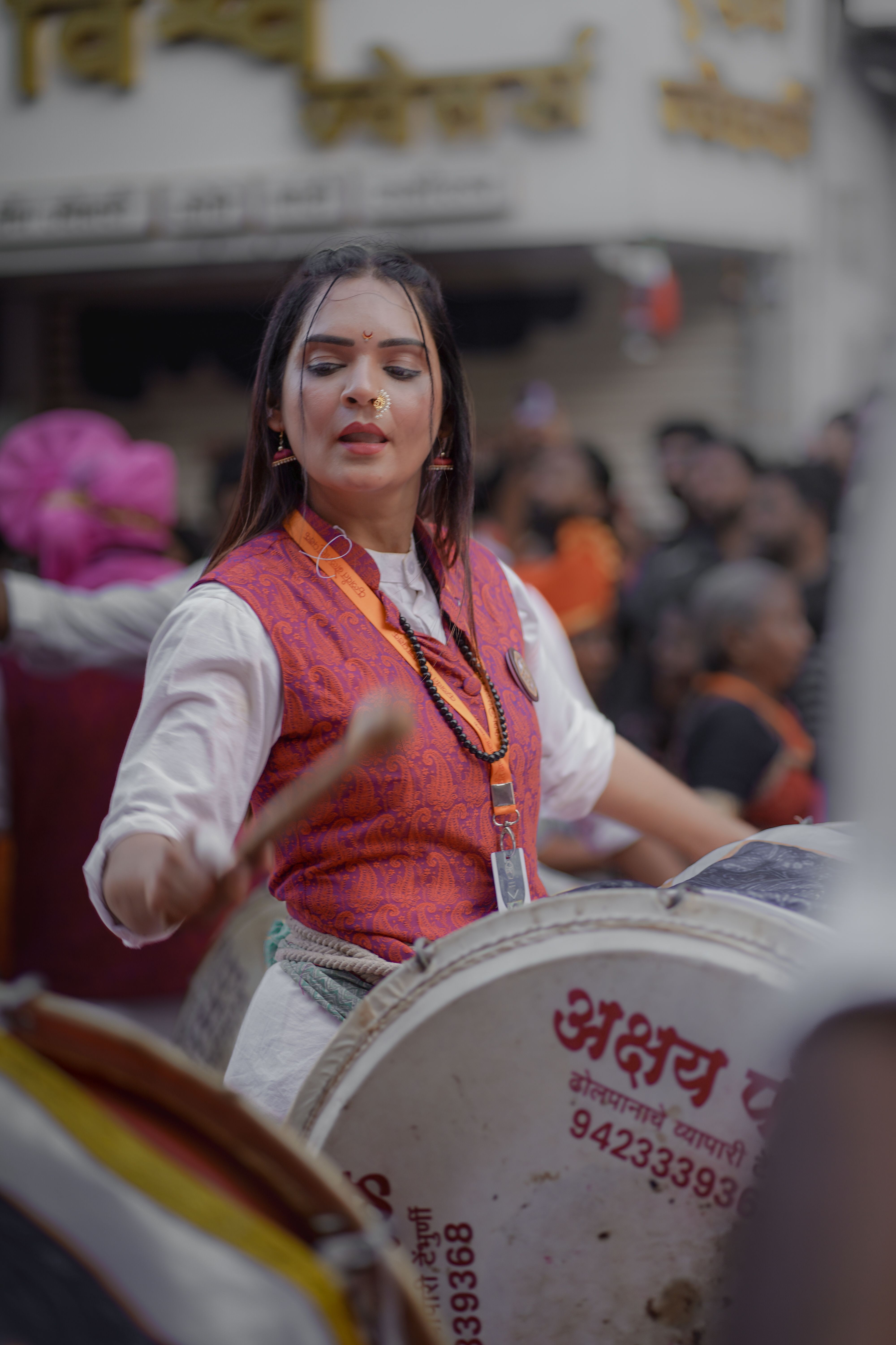 Traditional Drummer at Ganesh Chaturthi Festival in Pune · Free Stock Photo