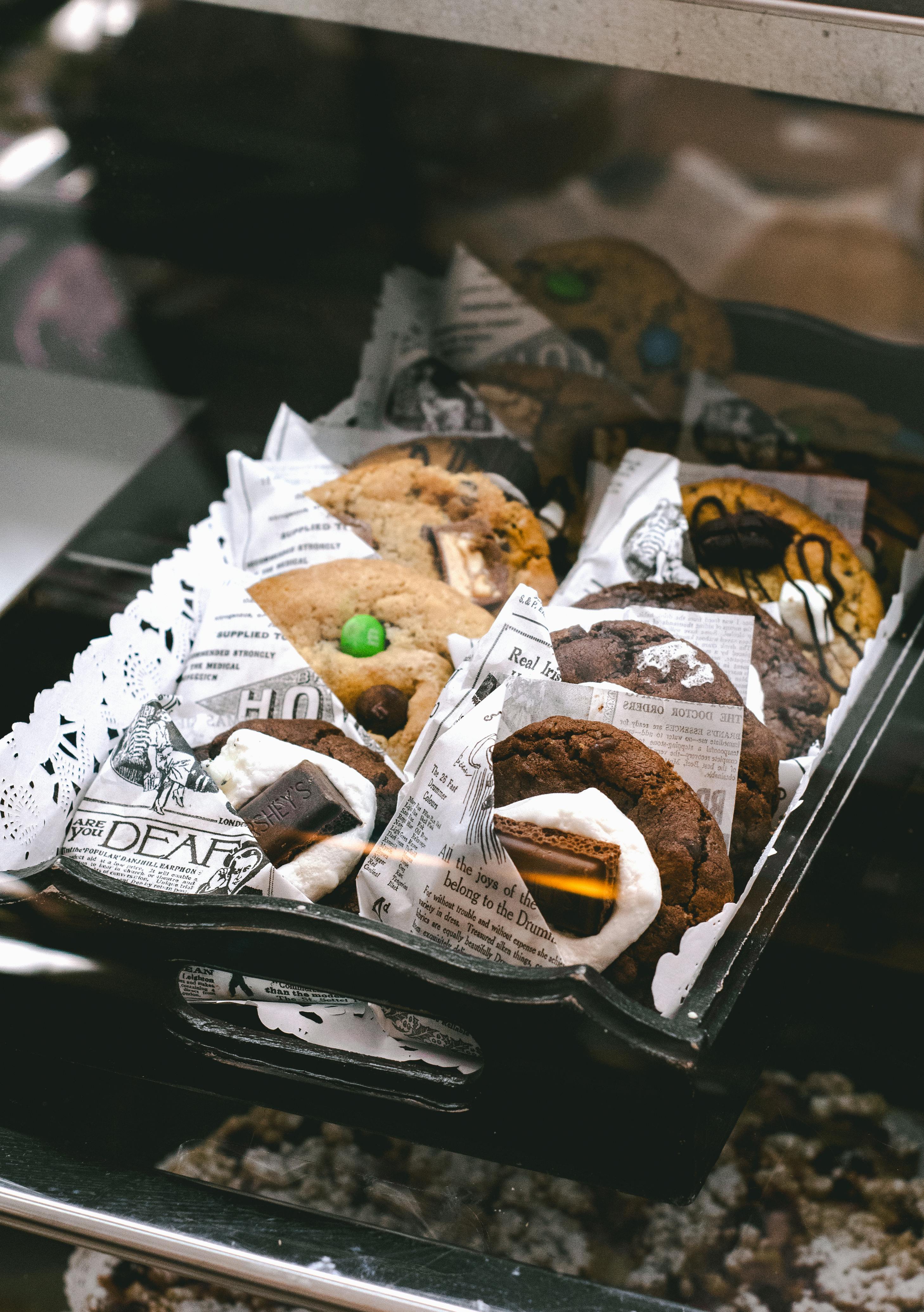 Assorted Gourmet Cookies in a Cafe Display · Free Stock Photo