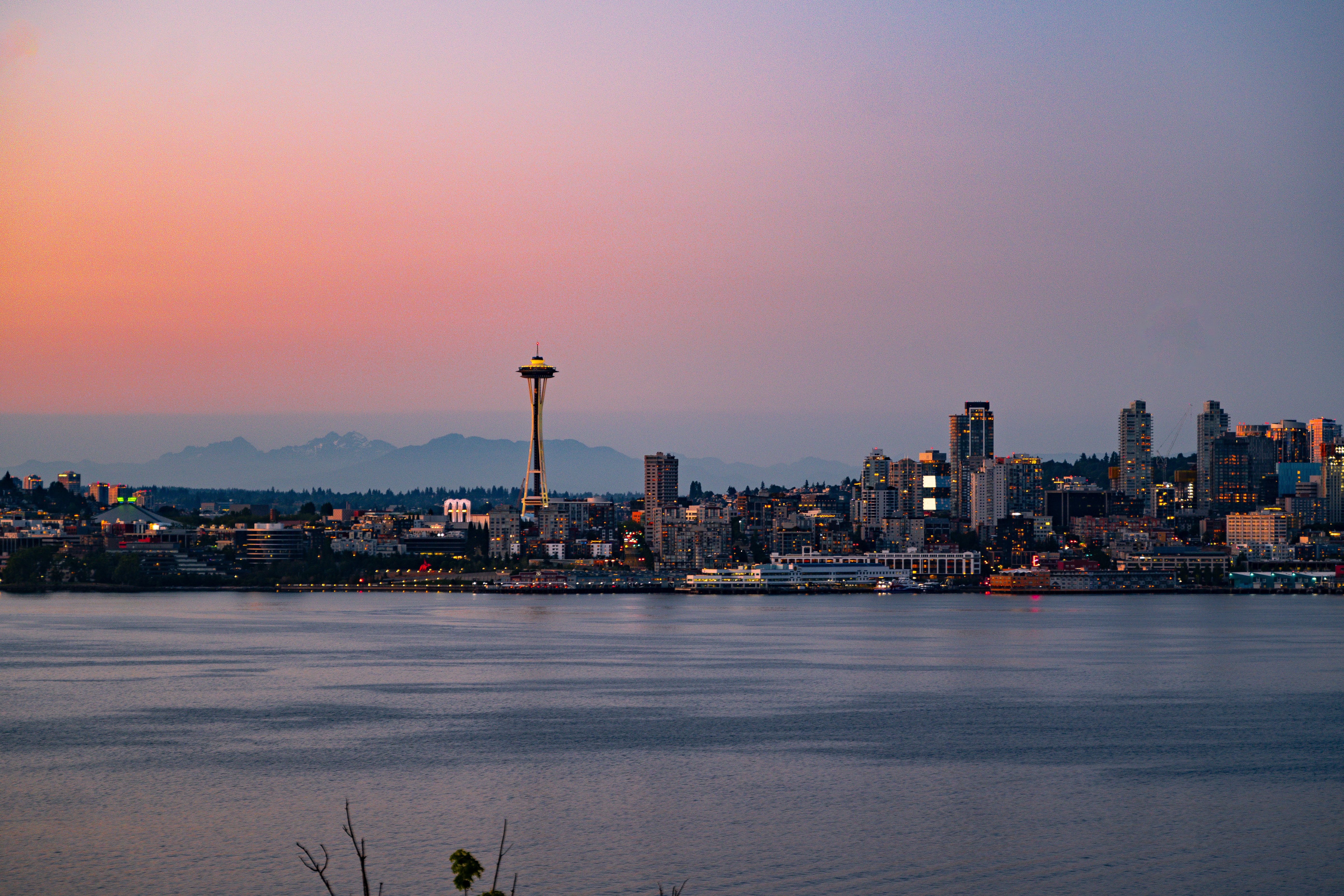Seattle Skyline at Sunset with Space Needle · Free Stock Photo