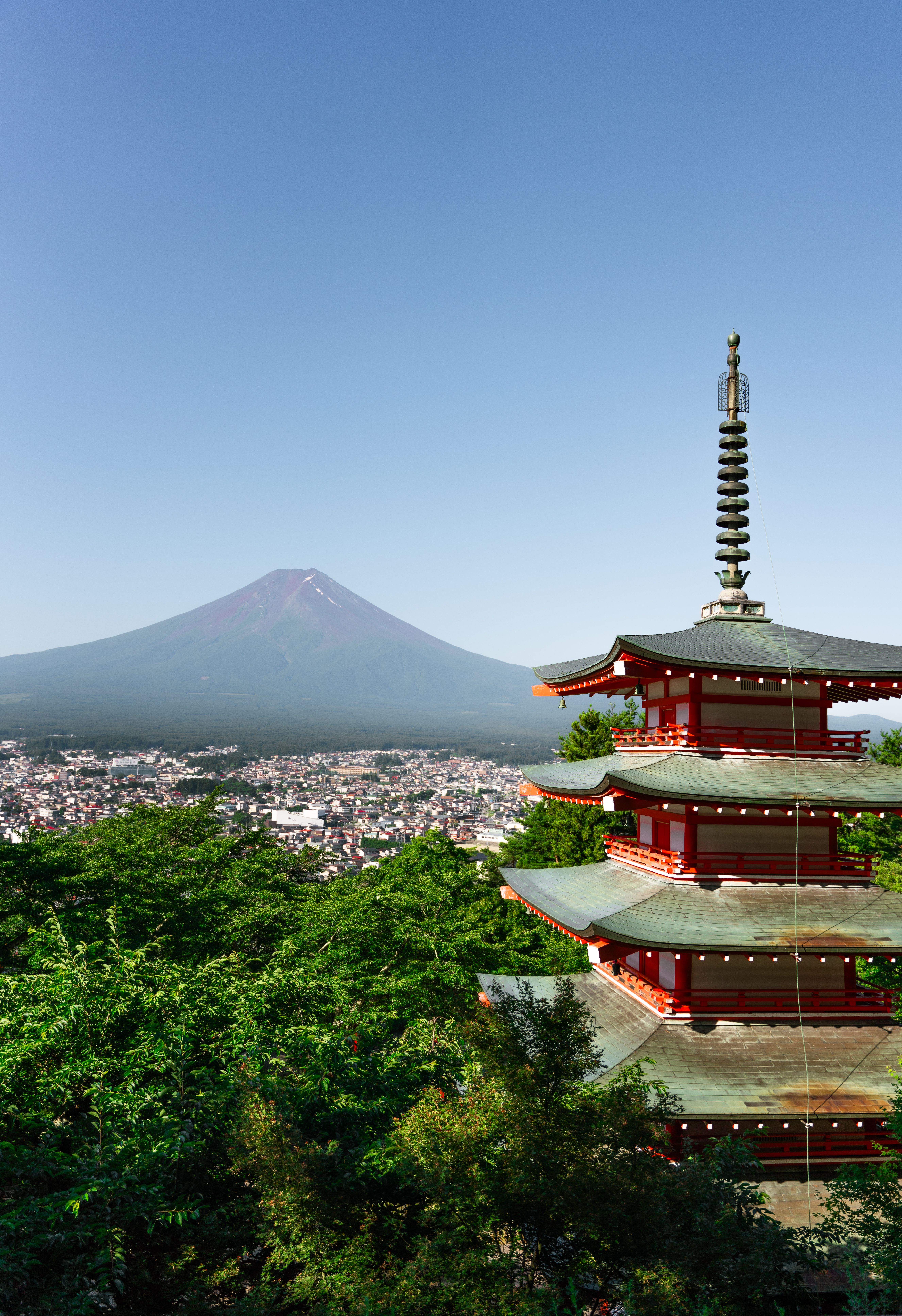 Majestuosa Vista Del Monte Fuji Desde La Pagoda Chureito · Foto de ...