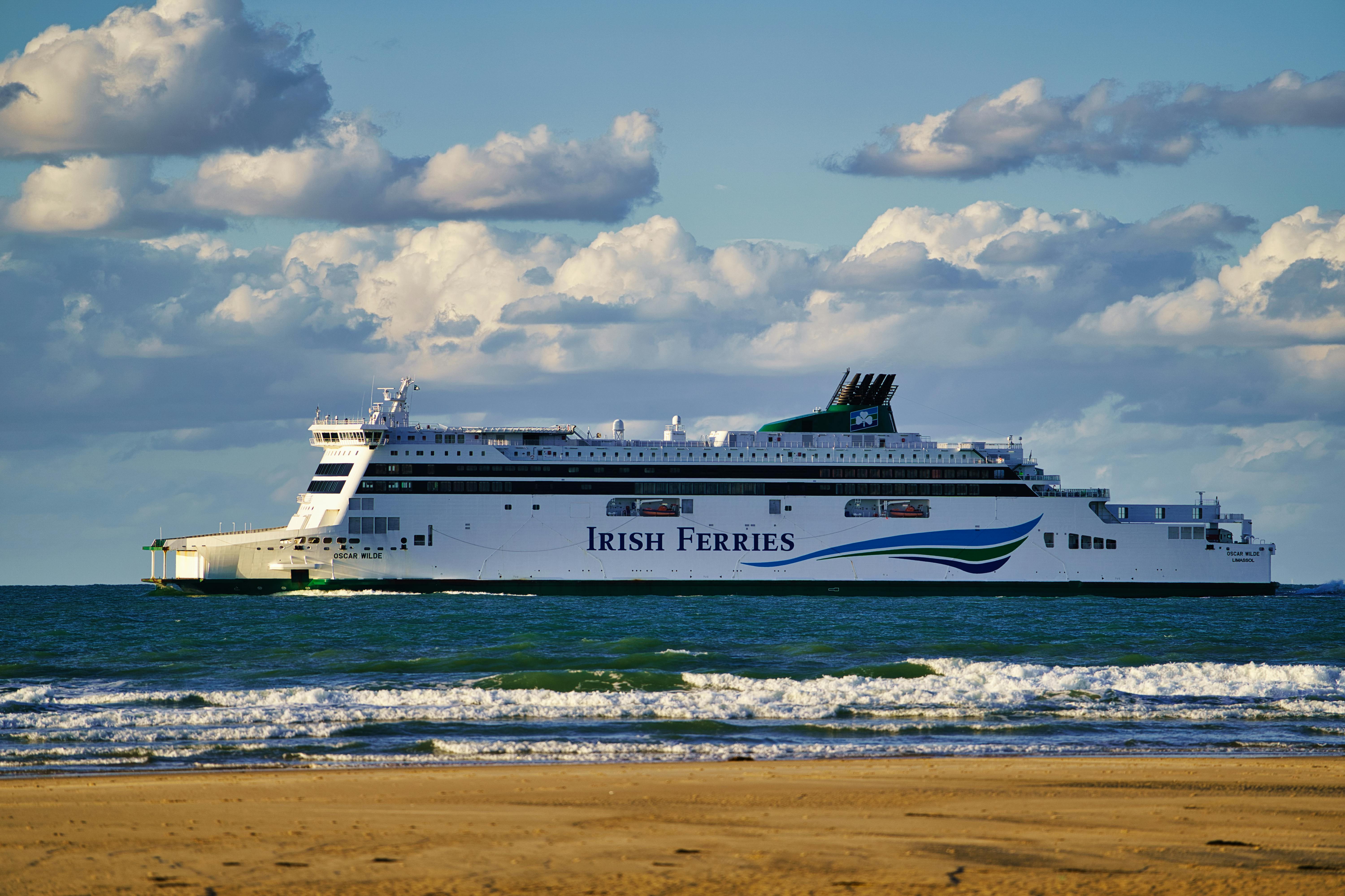 Irish Ferries Ship at Sea Under Cloudy Sky · Free Stock Photo