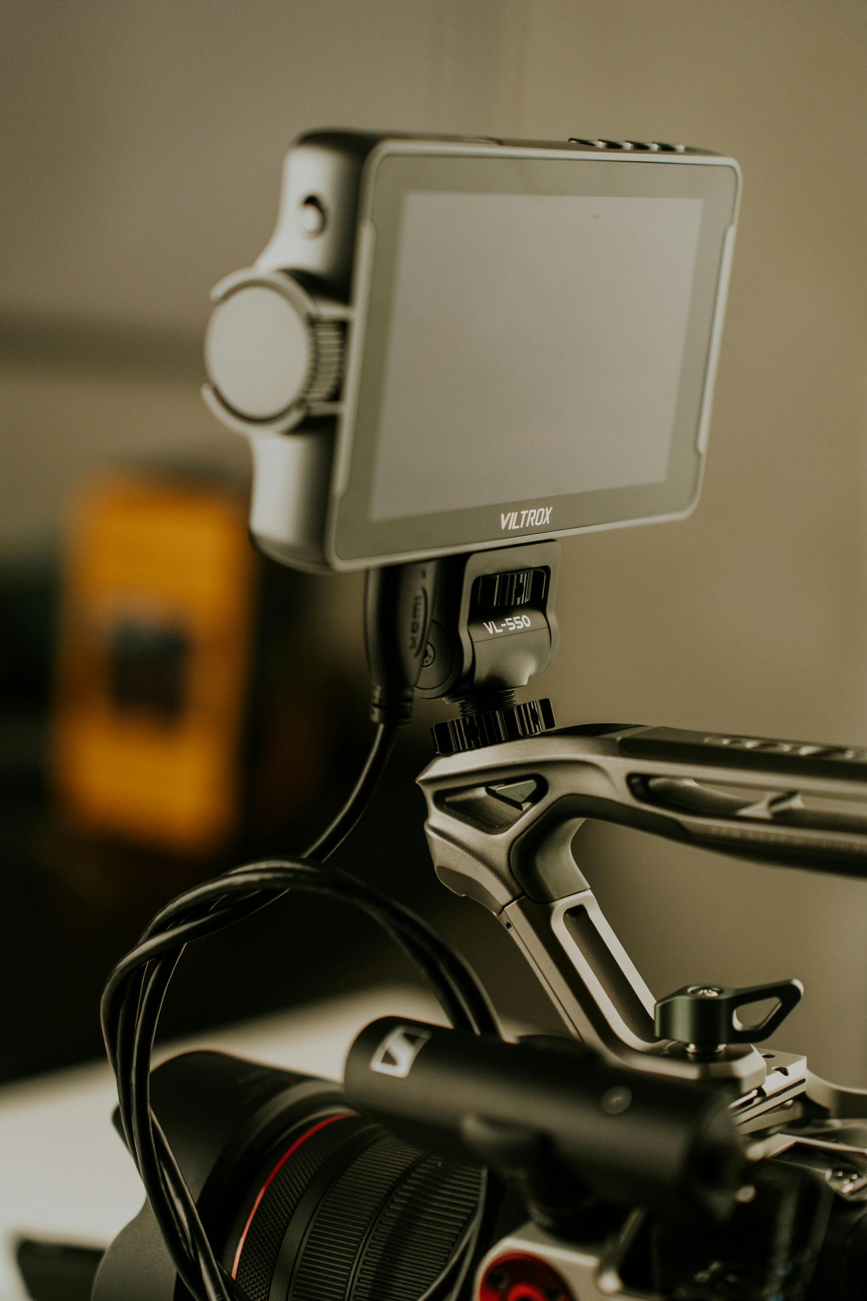 Professional Video Camera with Monitor Setup · Free Stock Photo