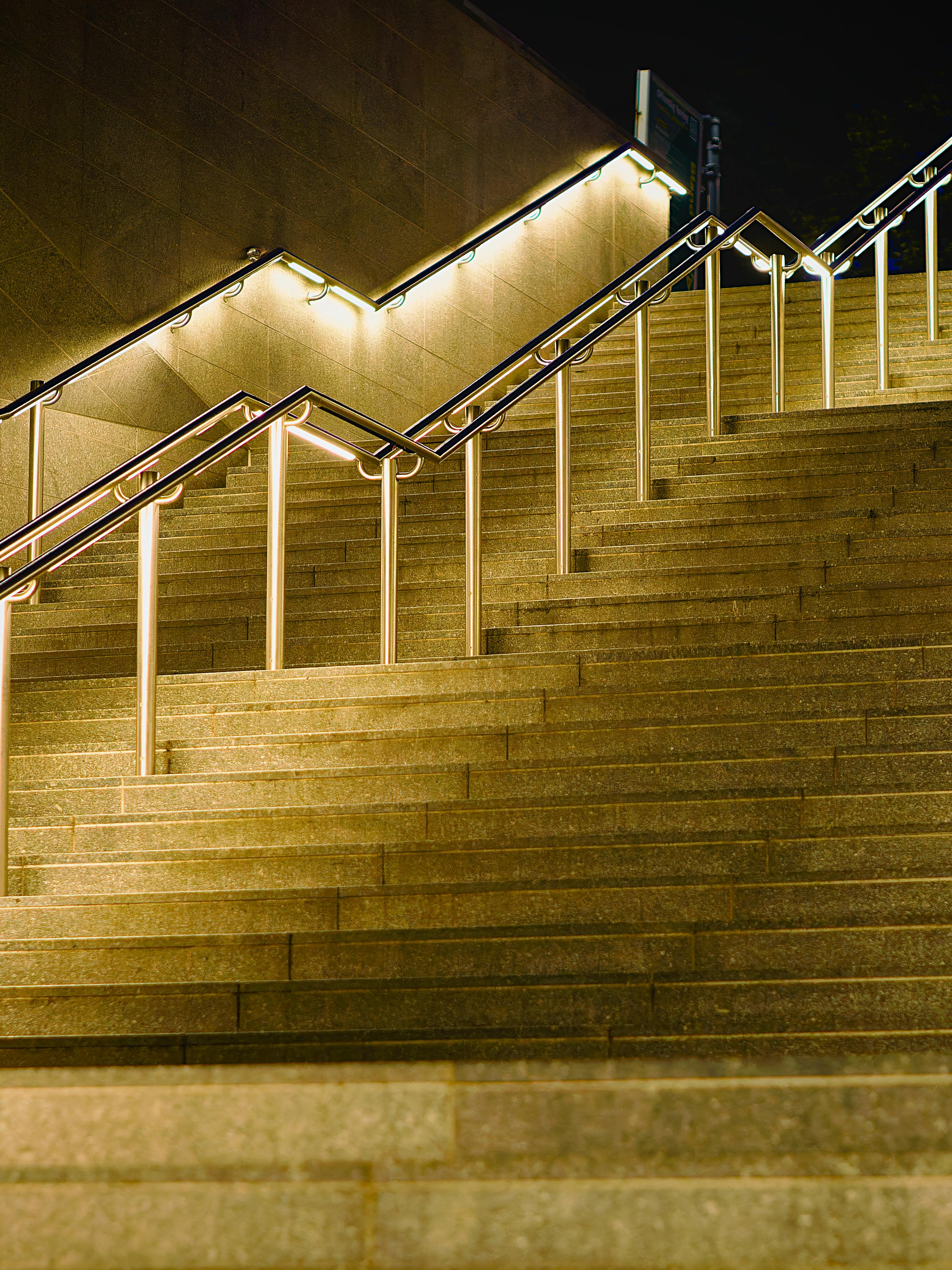Illuminated Staircase at Night in Copenhagen · Free Stock Photo