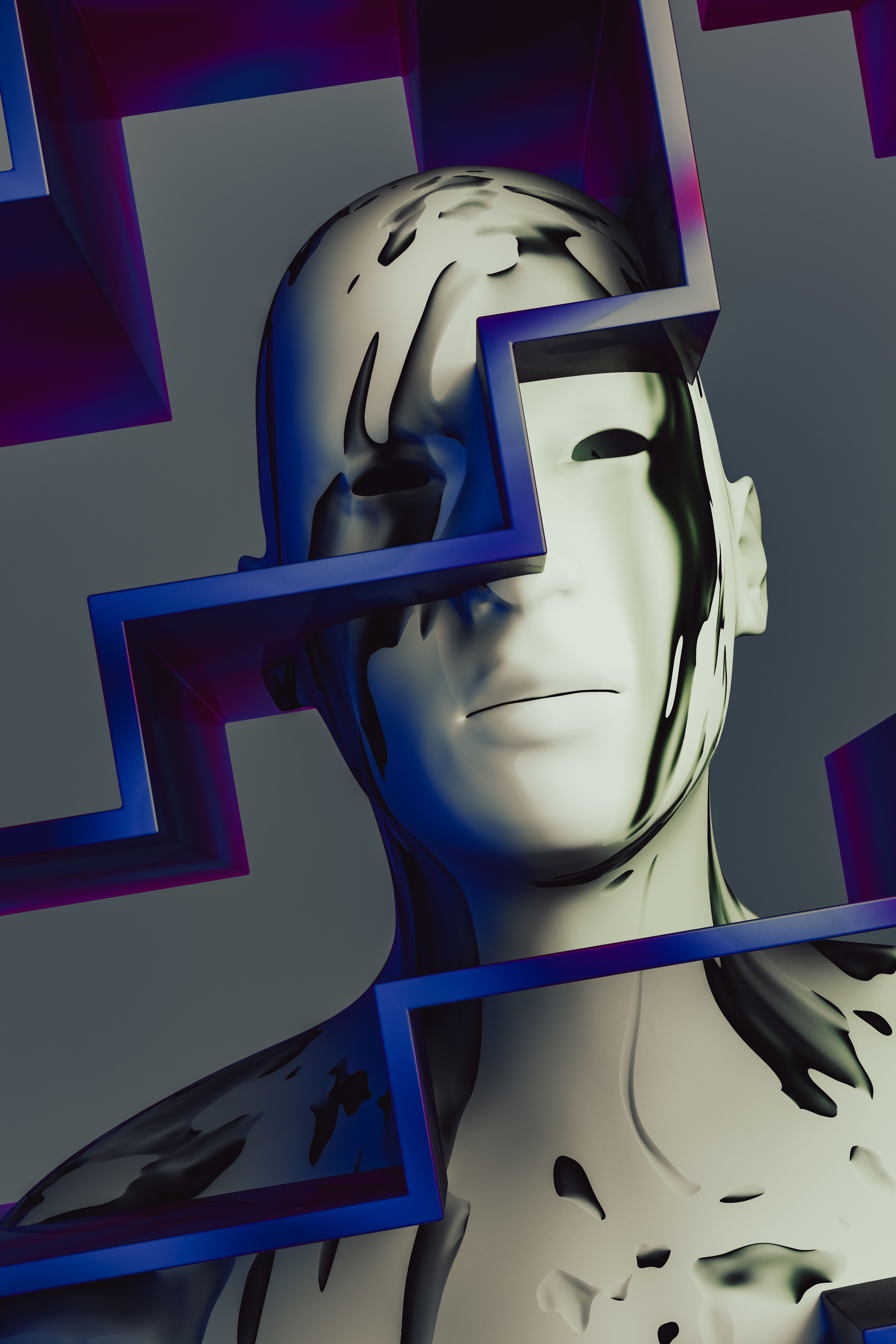 Abstract Human Face in Geometric Maze Pattern · Free Stock Photo