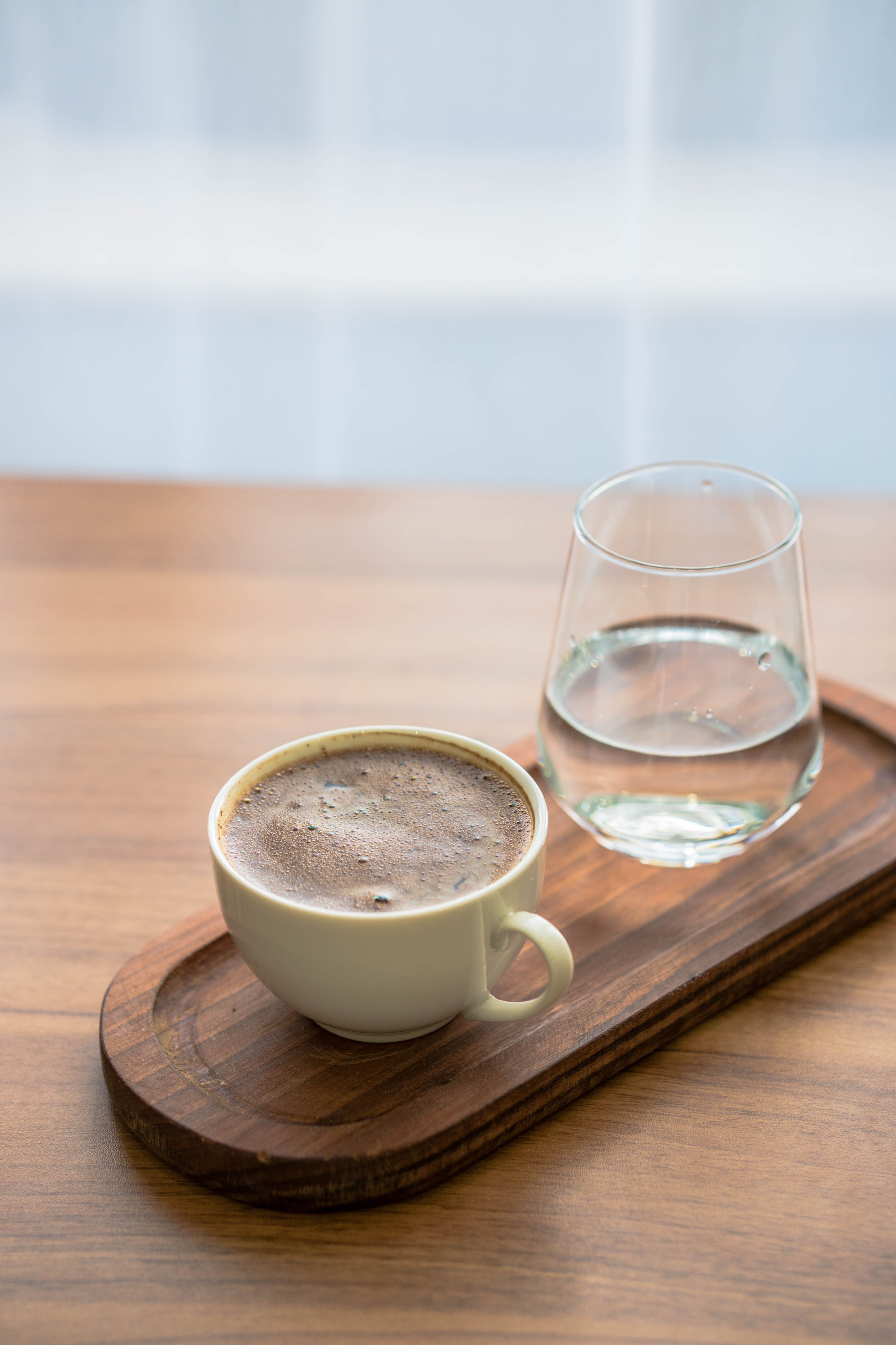 Turkish Coffee with Water on Wooden Tray · Free Stock Photo