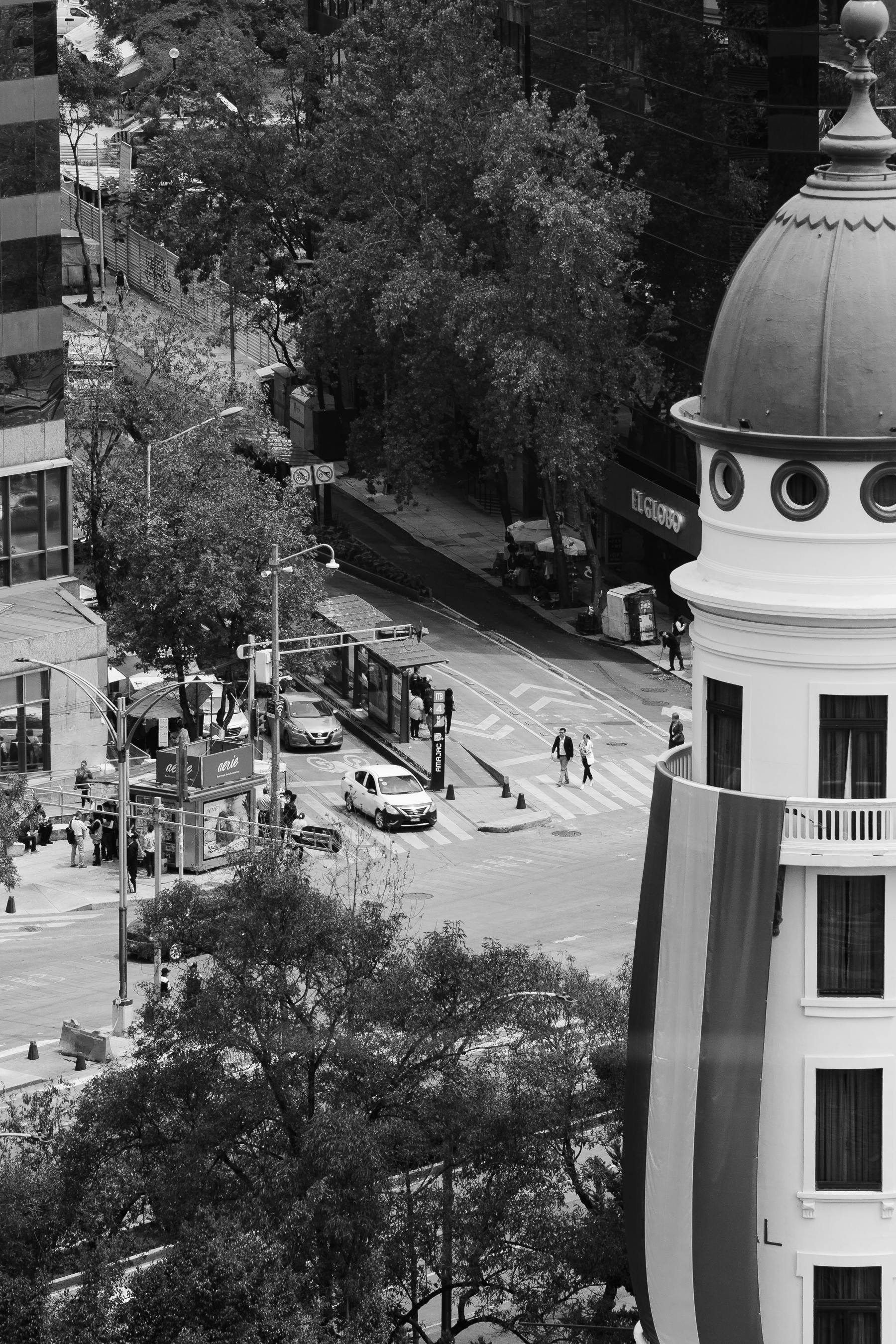 Aerial View of Ciudad de México Street Corner in Black and White · Free ...