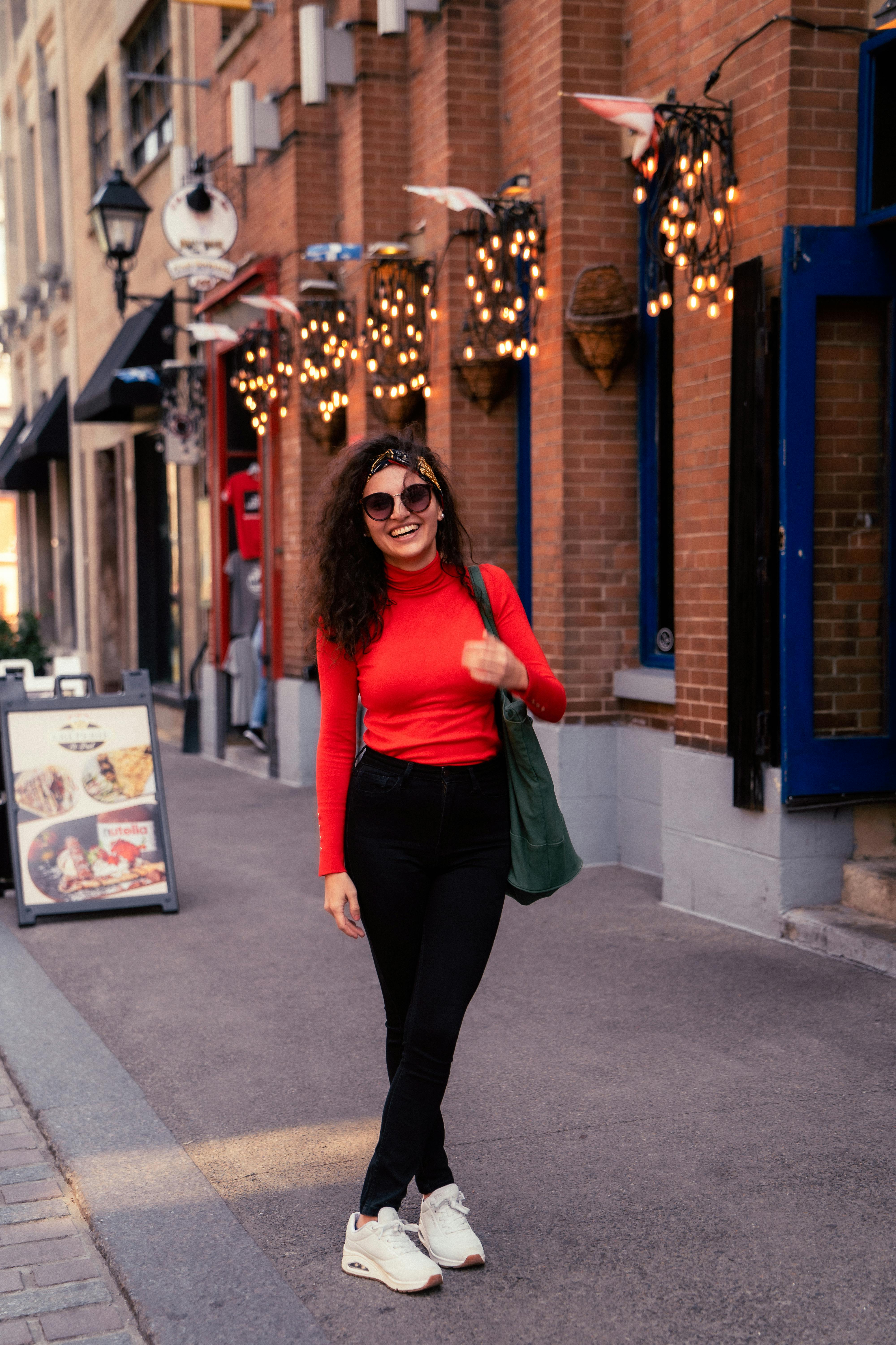 Smiling Woman on Historic Quebec City Street · Free Stock Photo