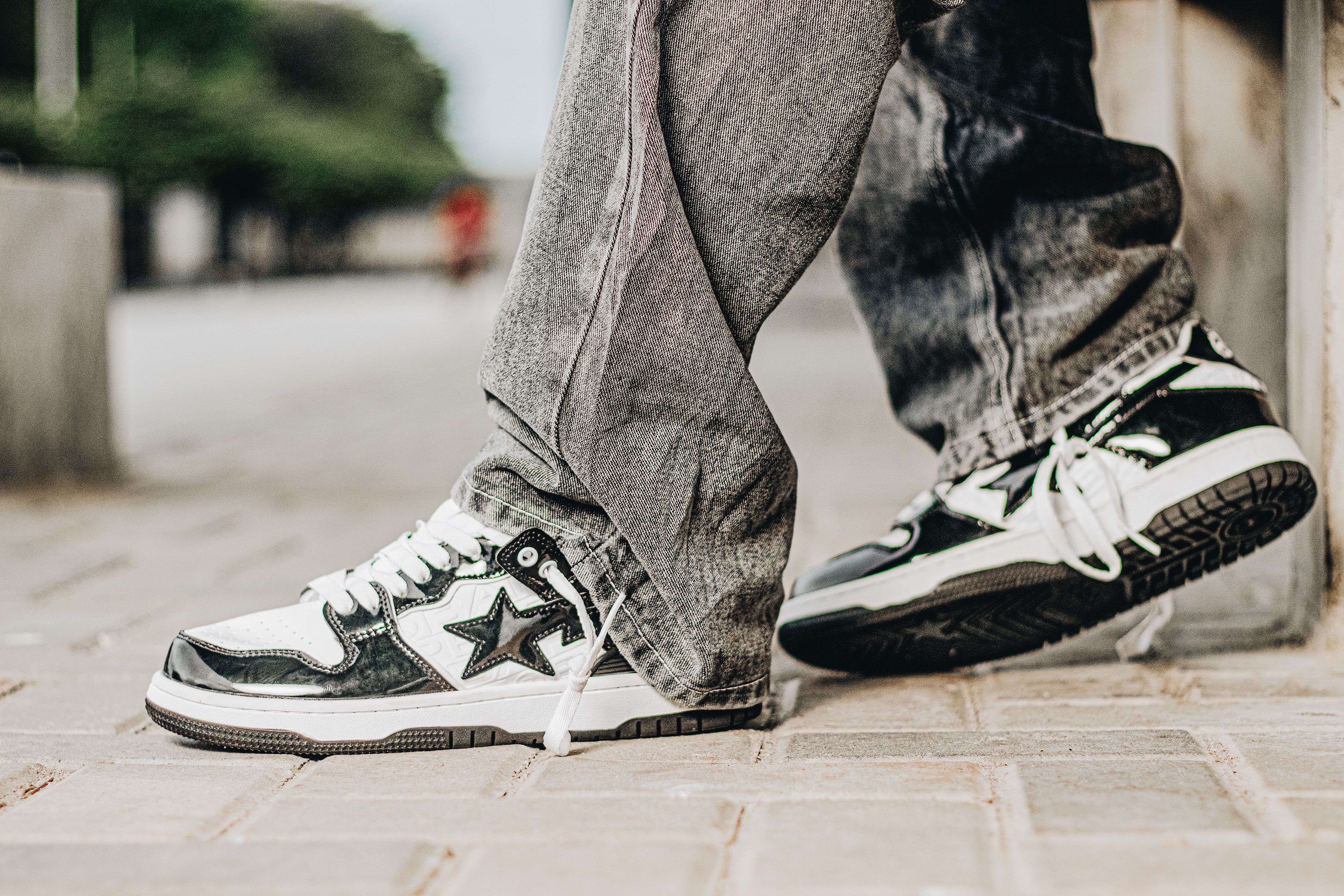 Casual Urban Fashion Sneakers on the Street · Free Stock Photo