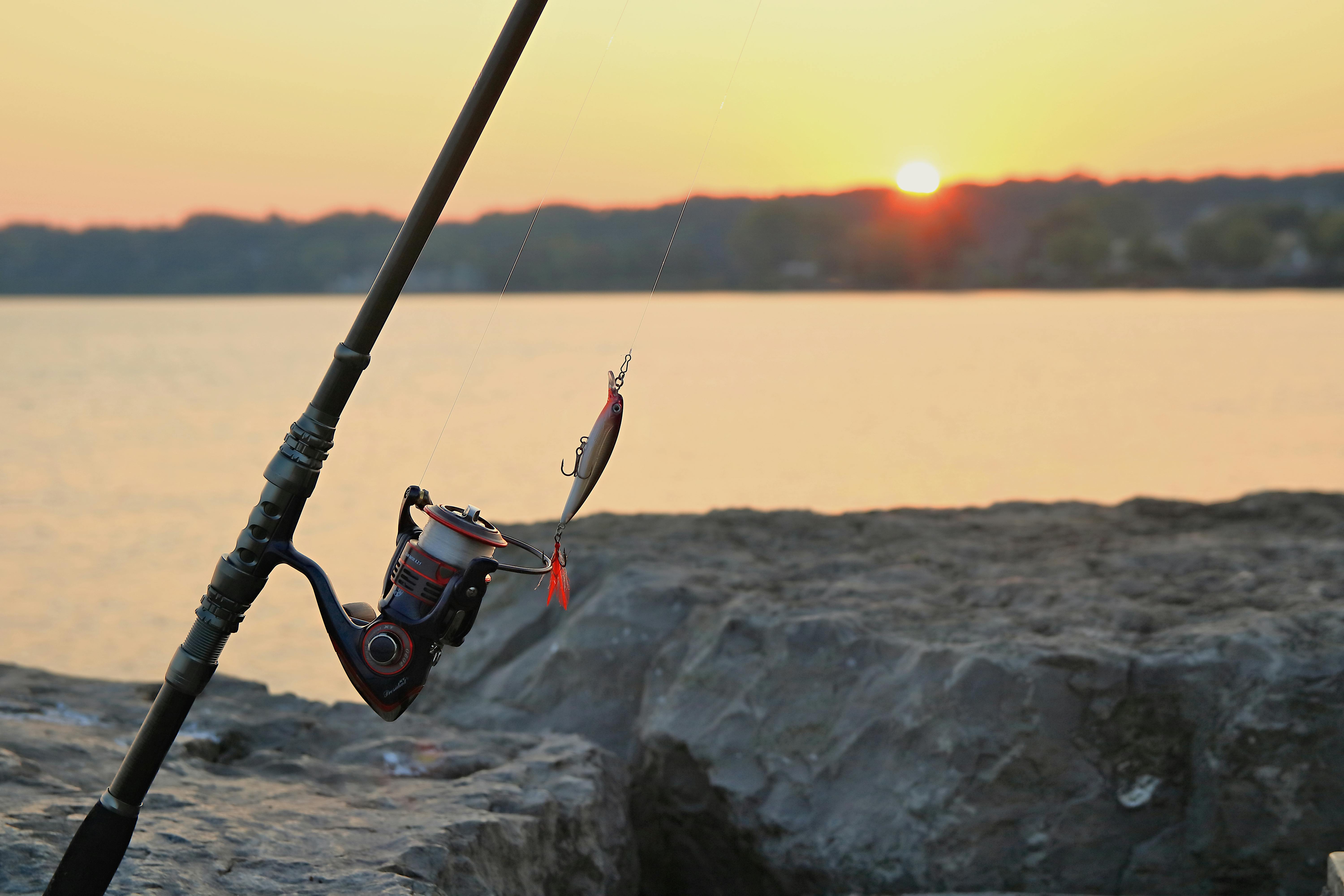 Fishing at Sunrise on Webster Lake Pier · Free Stock Photo