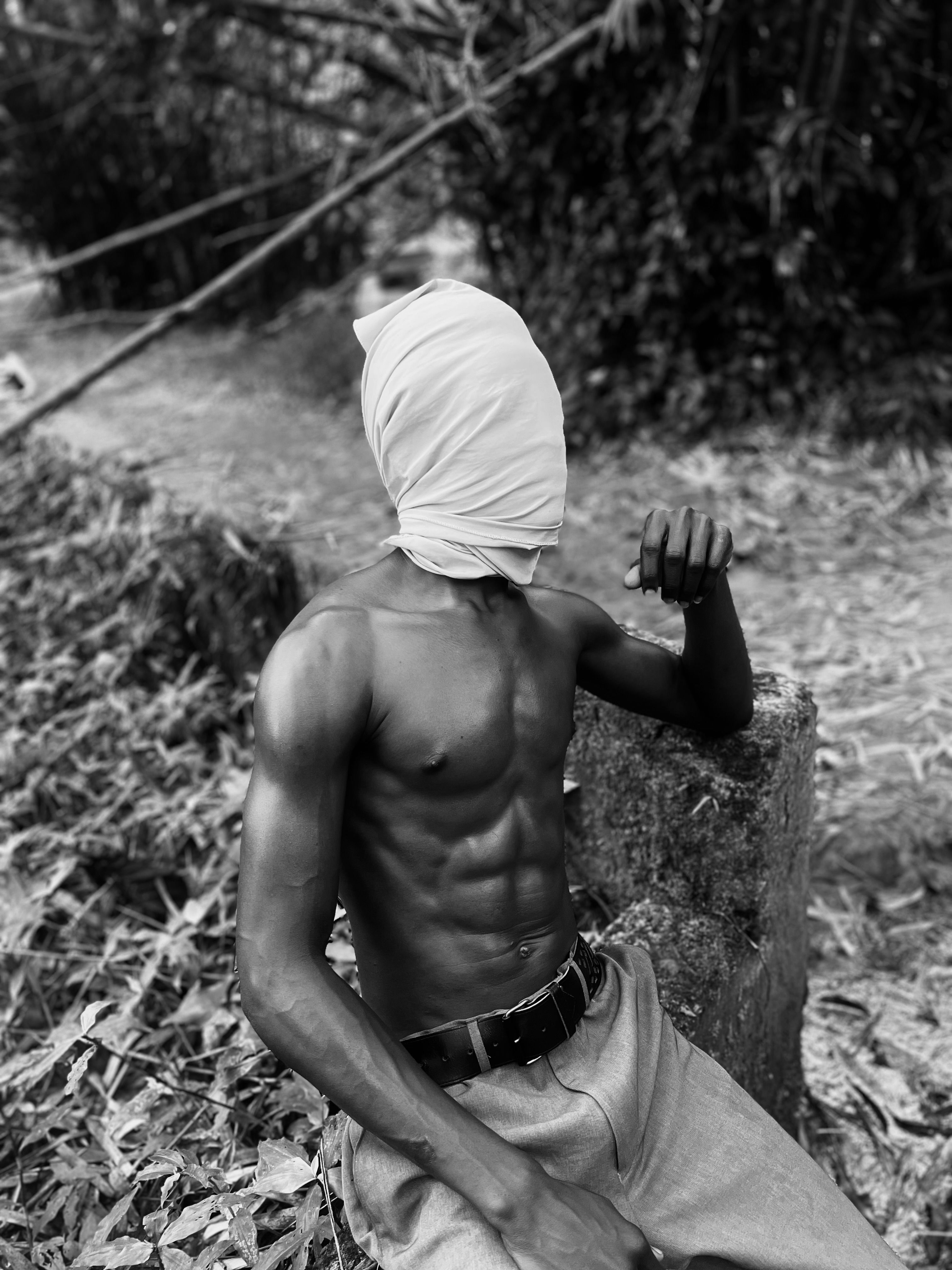 Black and White Photo of a Man with Hidden Face · Free Stock Photo