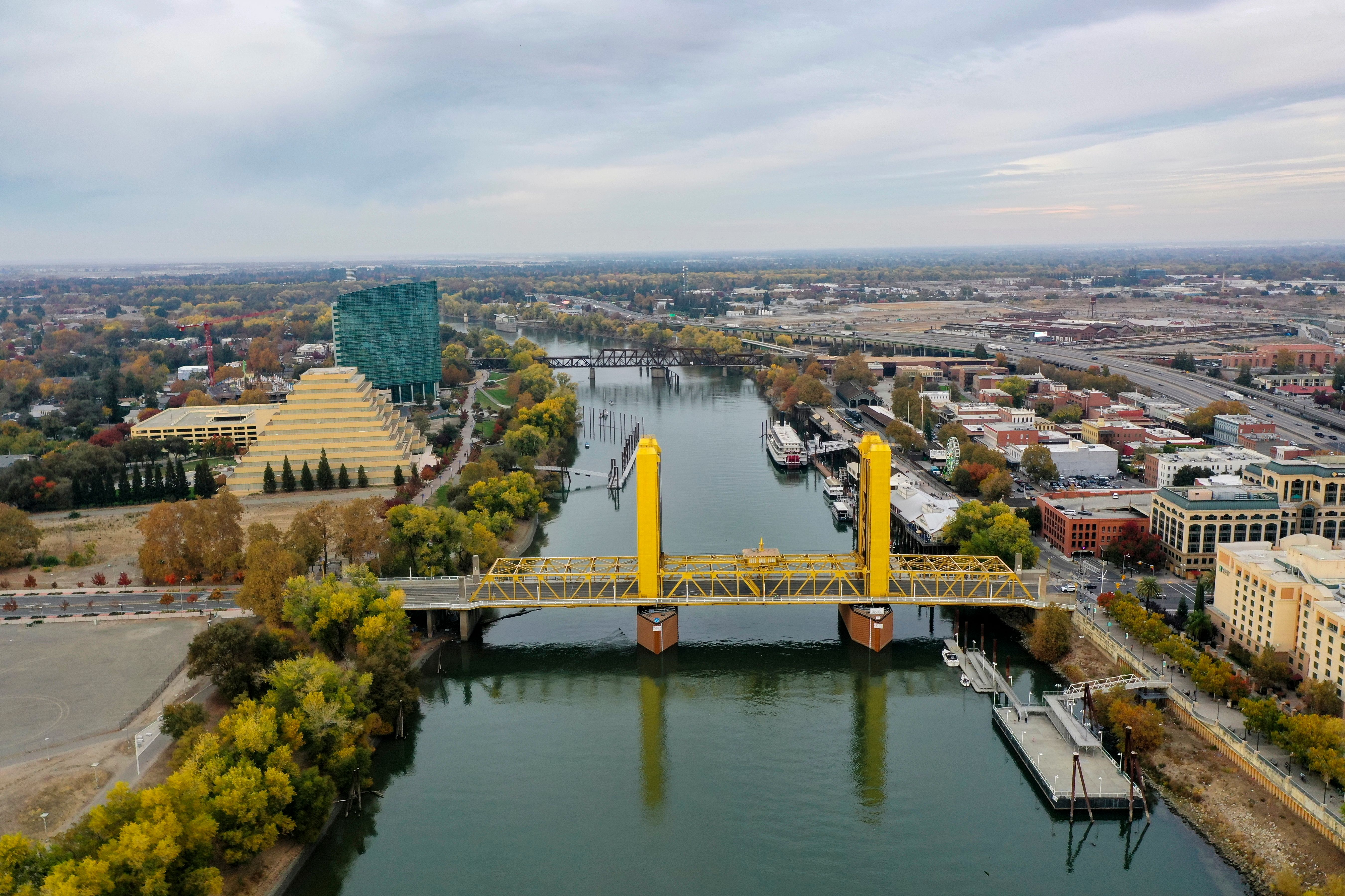 Aerial view of Sacramento's iconic Tower Bridge · Free Stock Photo