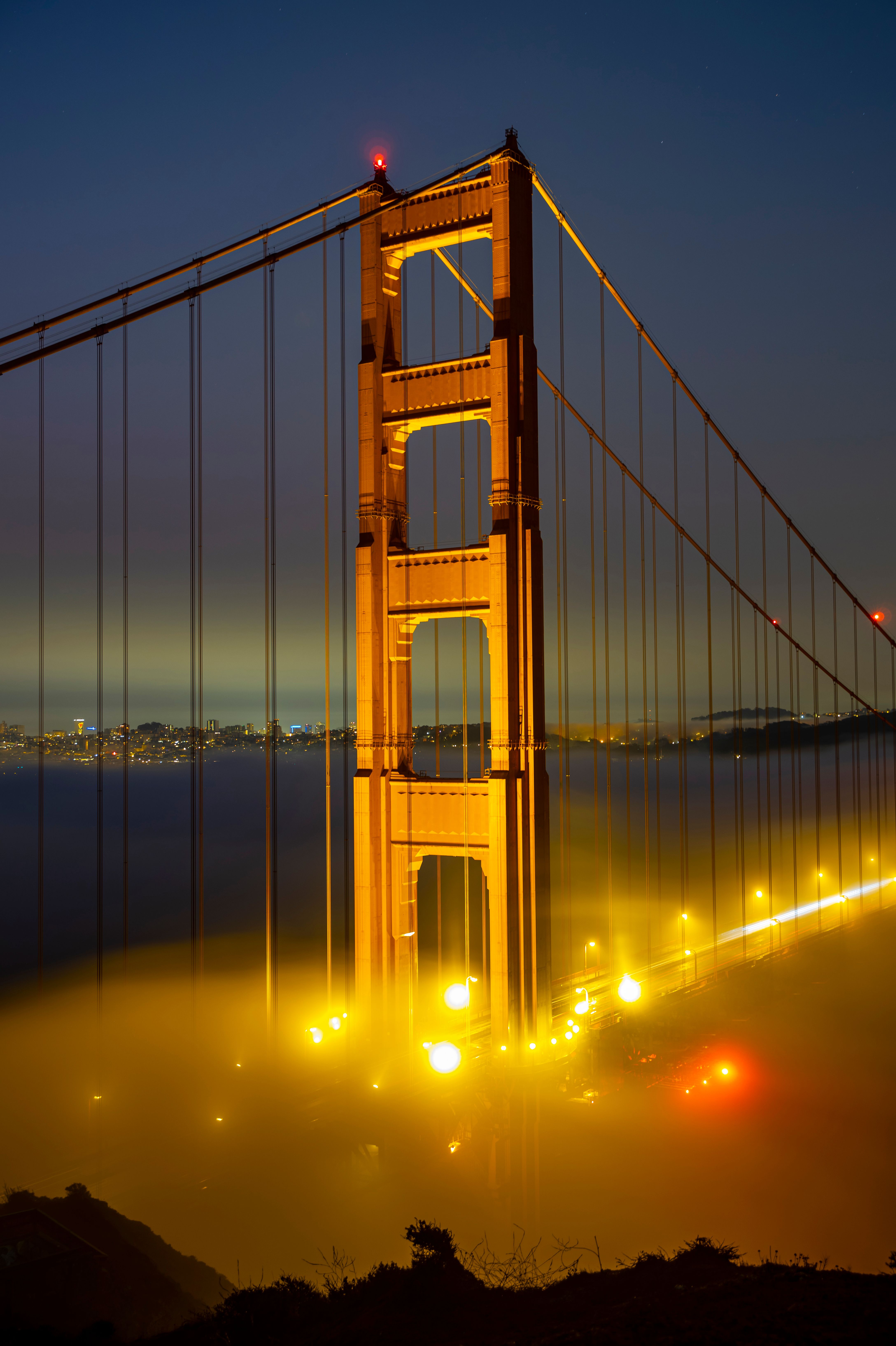 Golden Gate Bridge Illuminated at Night · Free Stock Photo