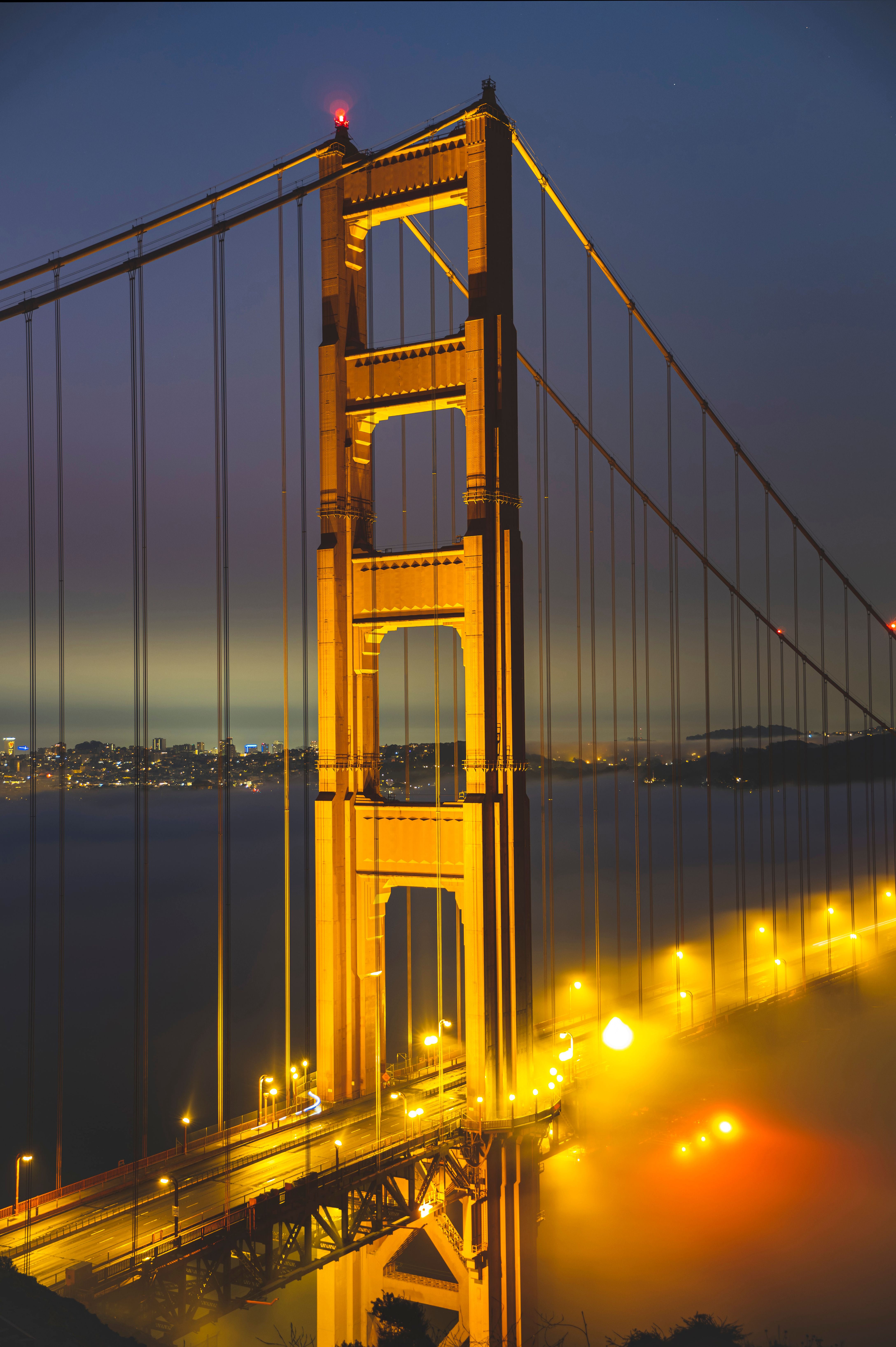 Golden Gate Bridge Illuminated at Twilight · Free Stock Photo