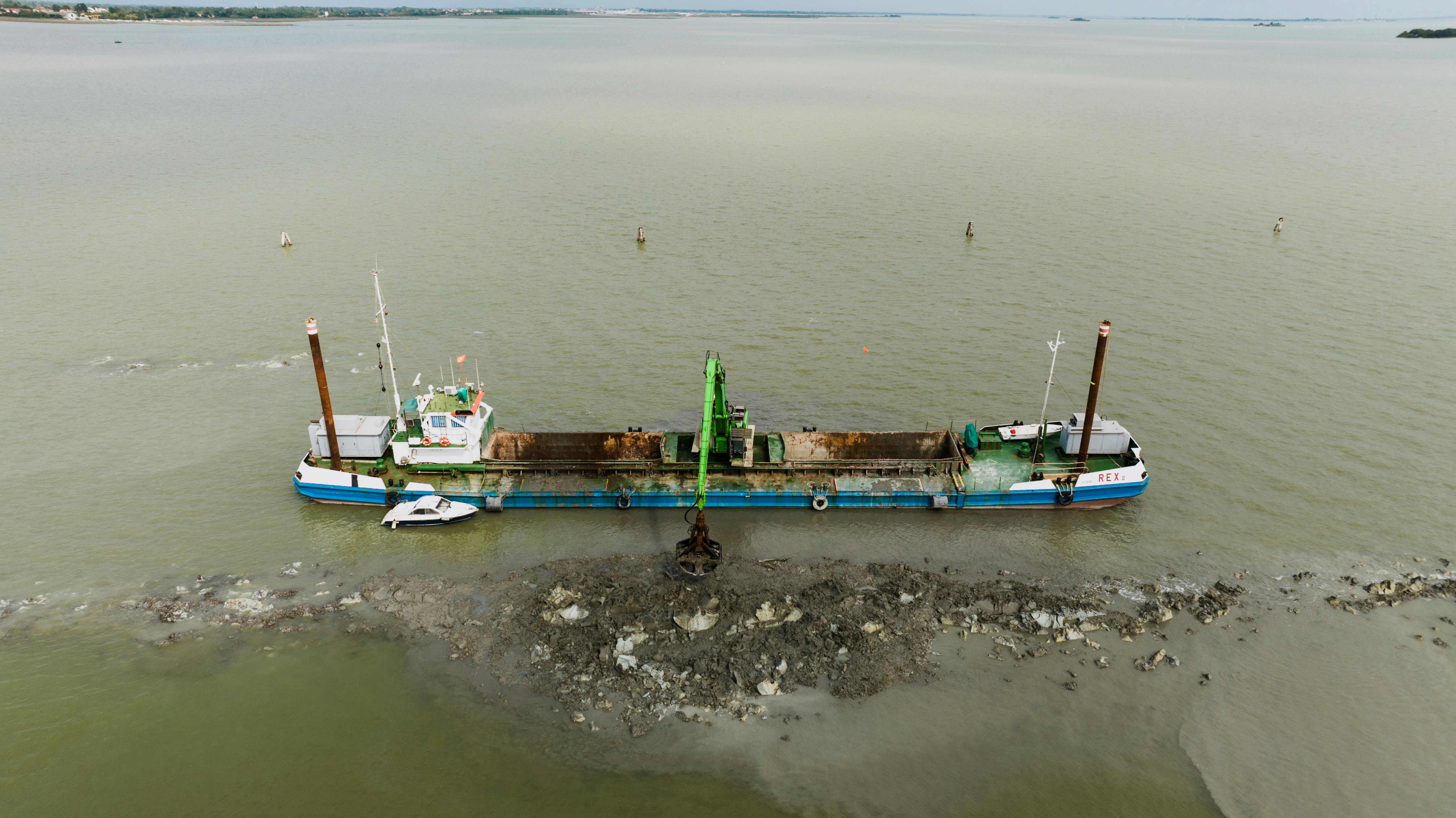 Aerial View of Dredging Barge in Venice Lagoon · Free Stock Photo