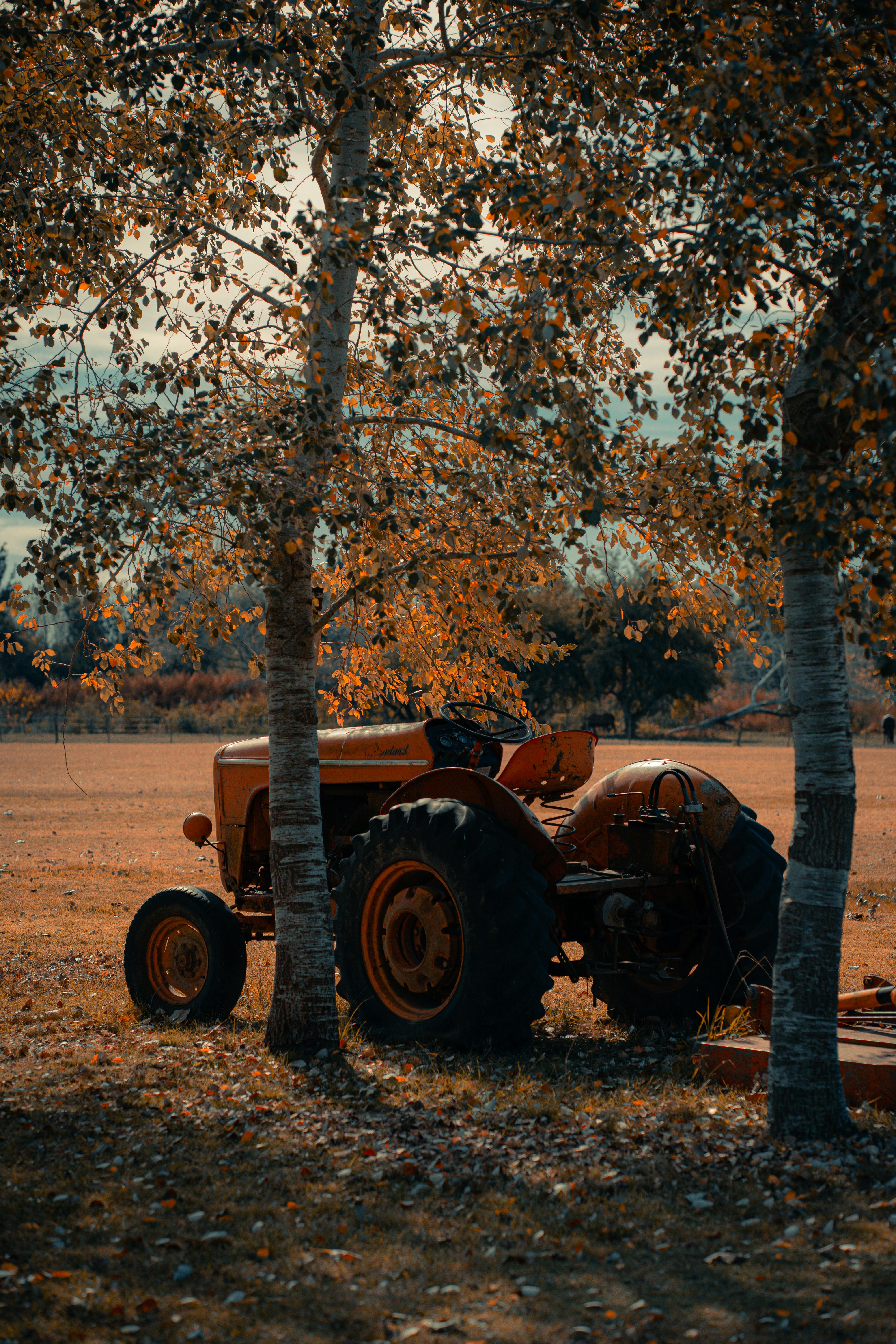 Vintage Tractor in Autumn Landscape Field · Free Stock Photo