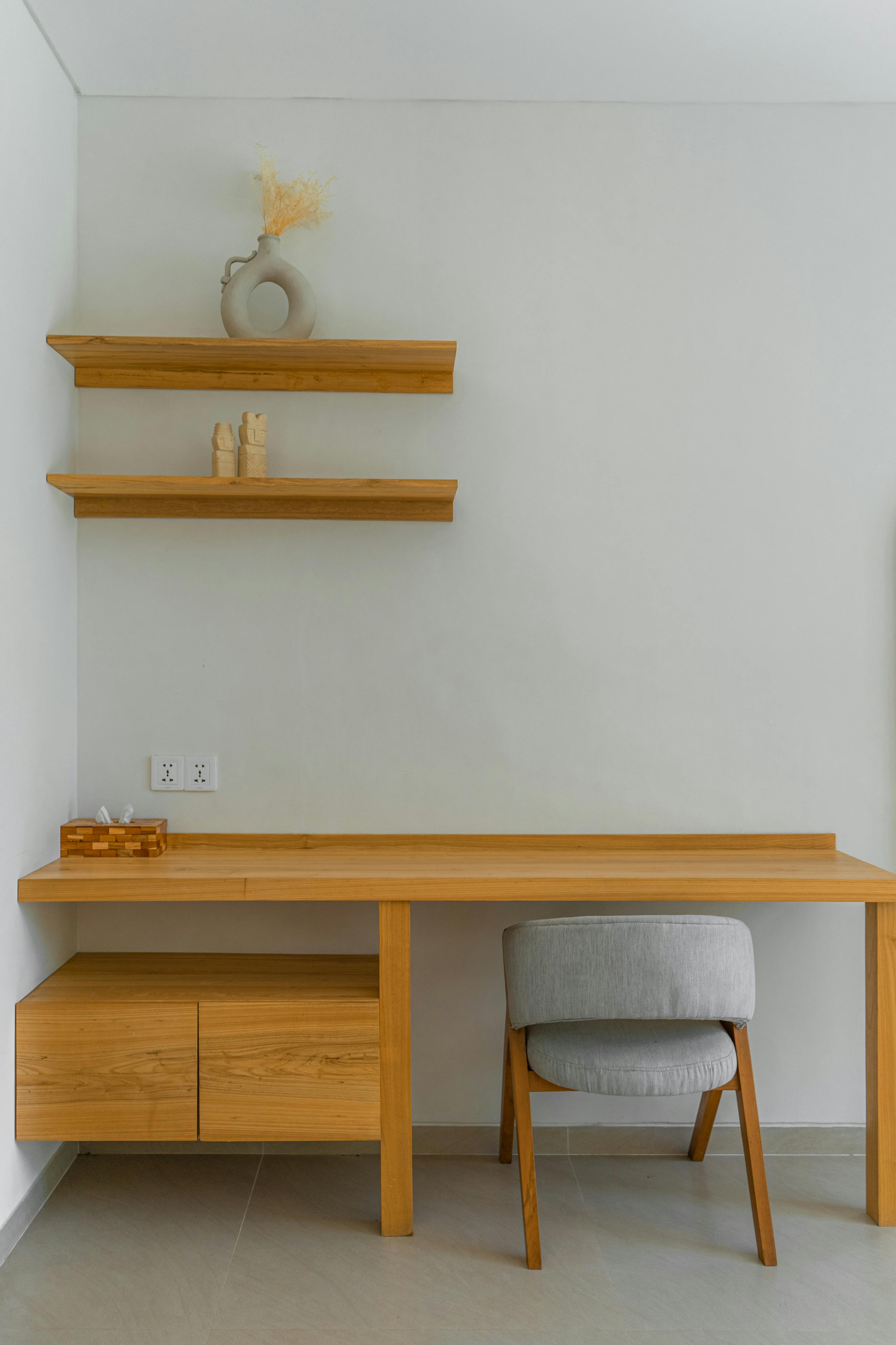 Minimalist Wooden Desk in Modern Interior · Free Stock Photo