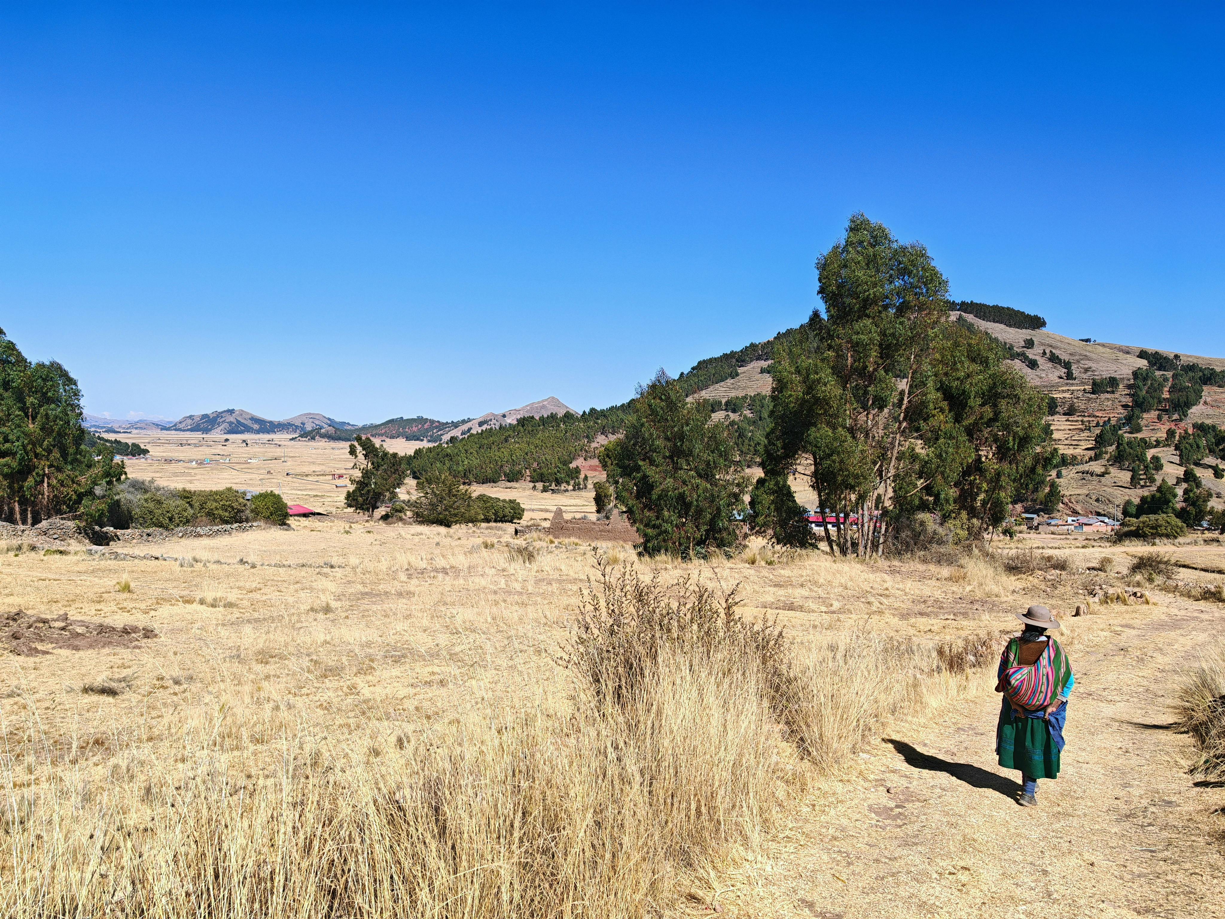 Woman Walking in Rural Peruvian Landscape · Free Stock Photo