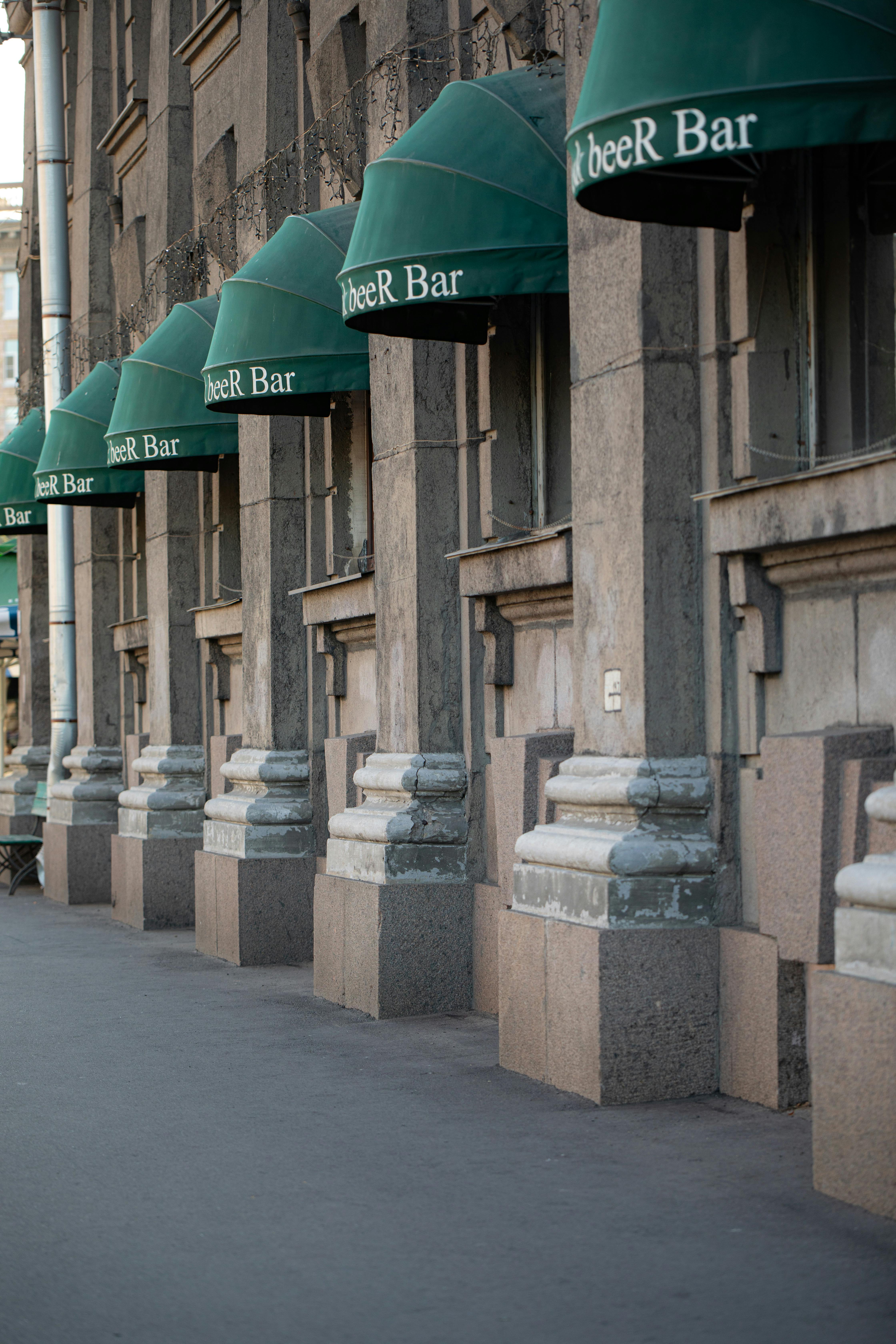 Urban Street View with Green Awnings · Free Stock Photo
