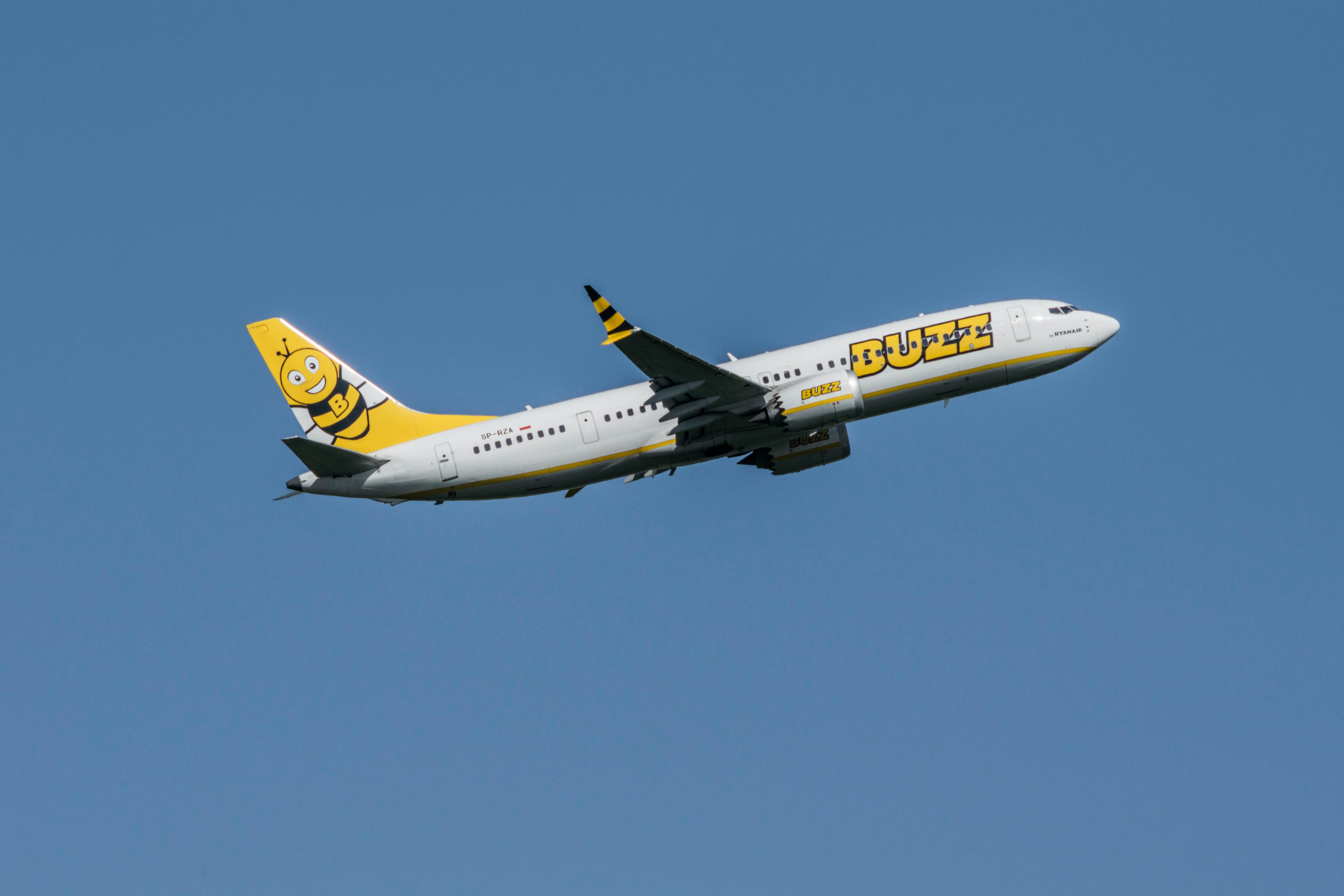 Buzz Airplane Flying in Clear Blue Sky · Free Stock Photo