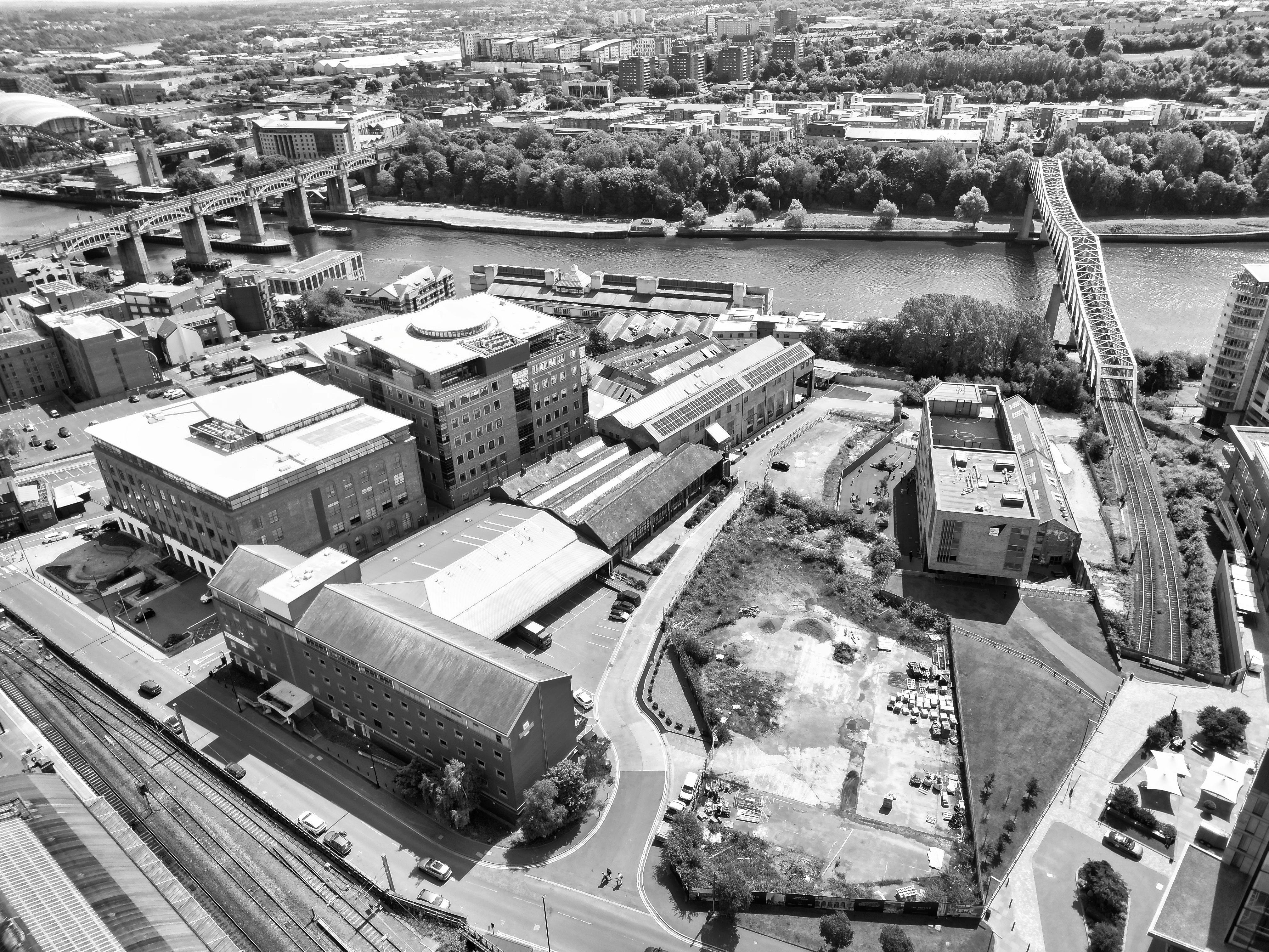 Aerial View of Newcastle Quayside Infrastructure · Free Stock Photo