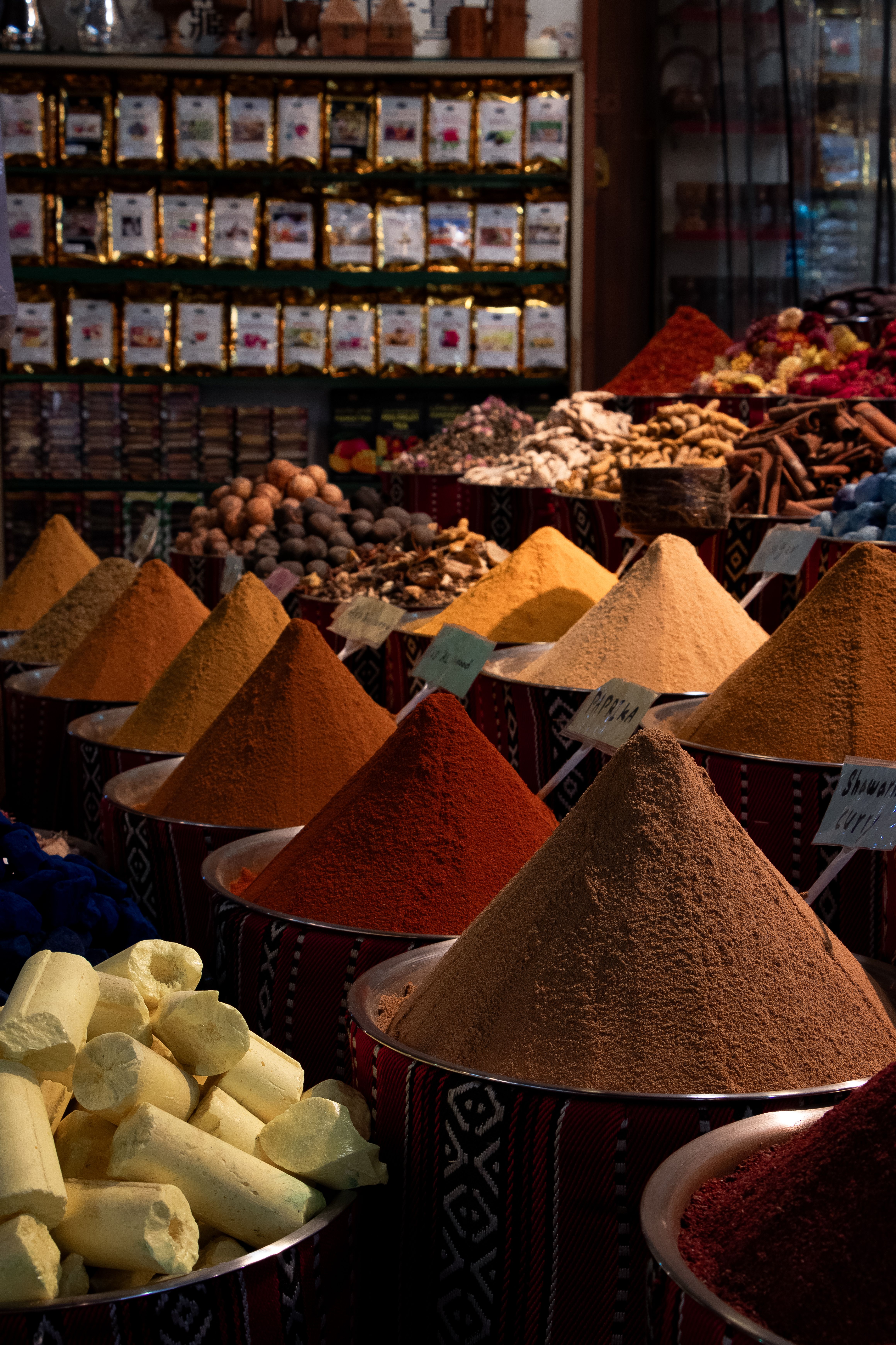 Colorful Spice Market Display with Assorted Spices · Free Stock Photo