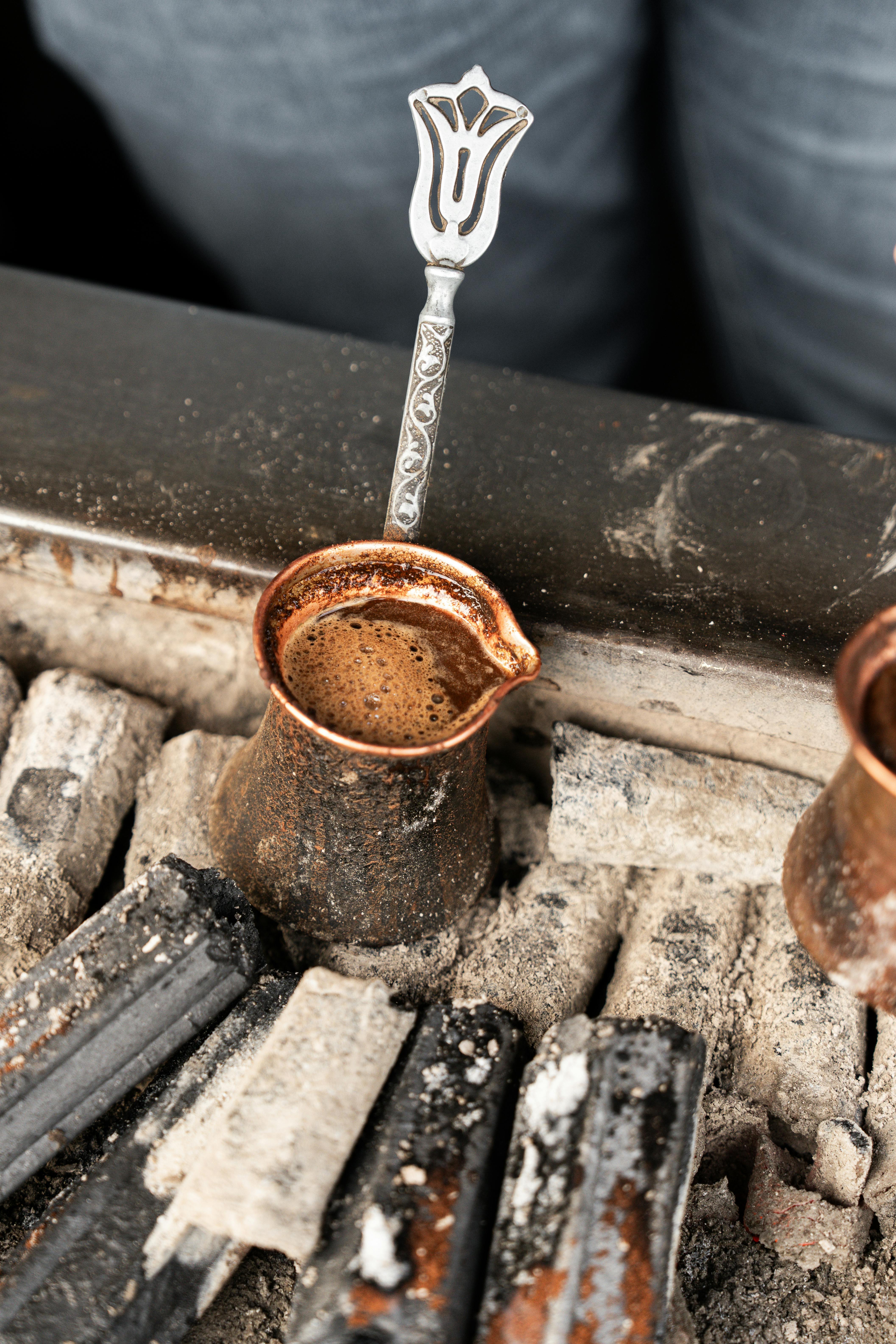 Traditional Turkish Coffee Brewing in Istanbul · Free Stock Photo