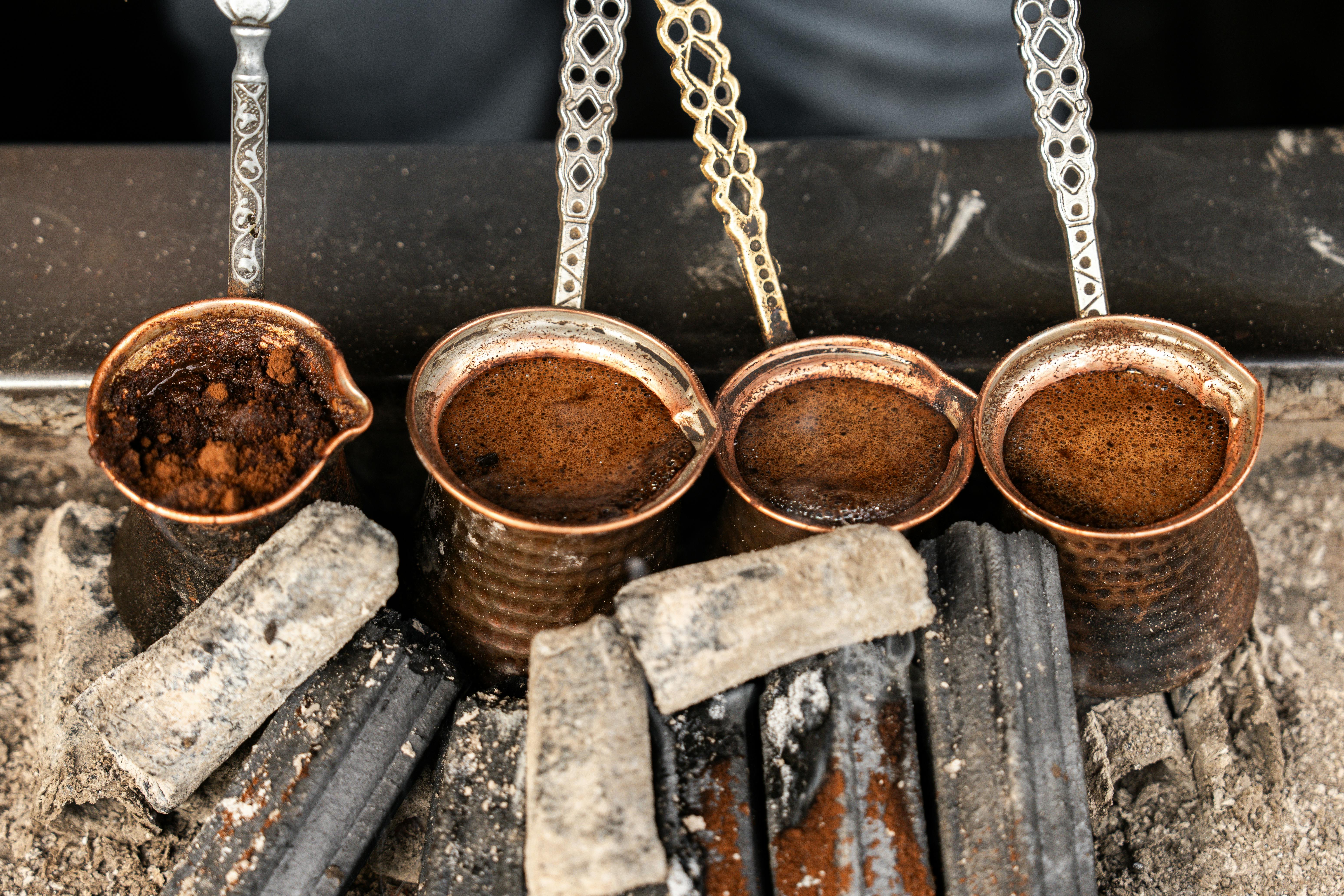 Traditional Turkish Coffee Brewing in İstanbul · Free Stock Photo