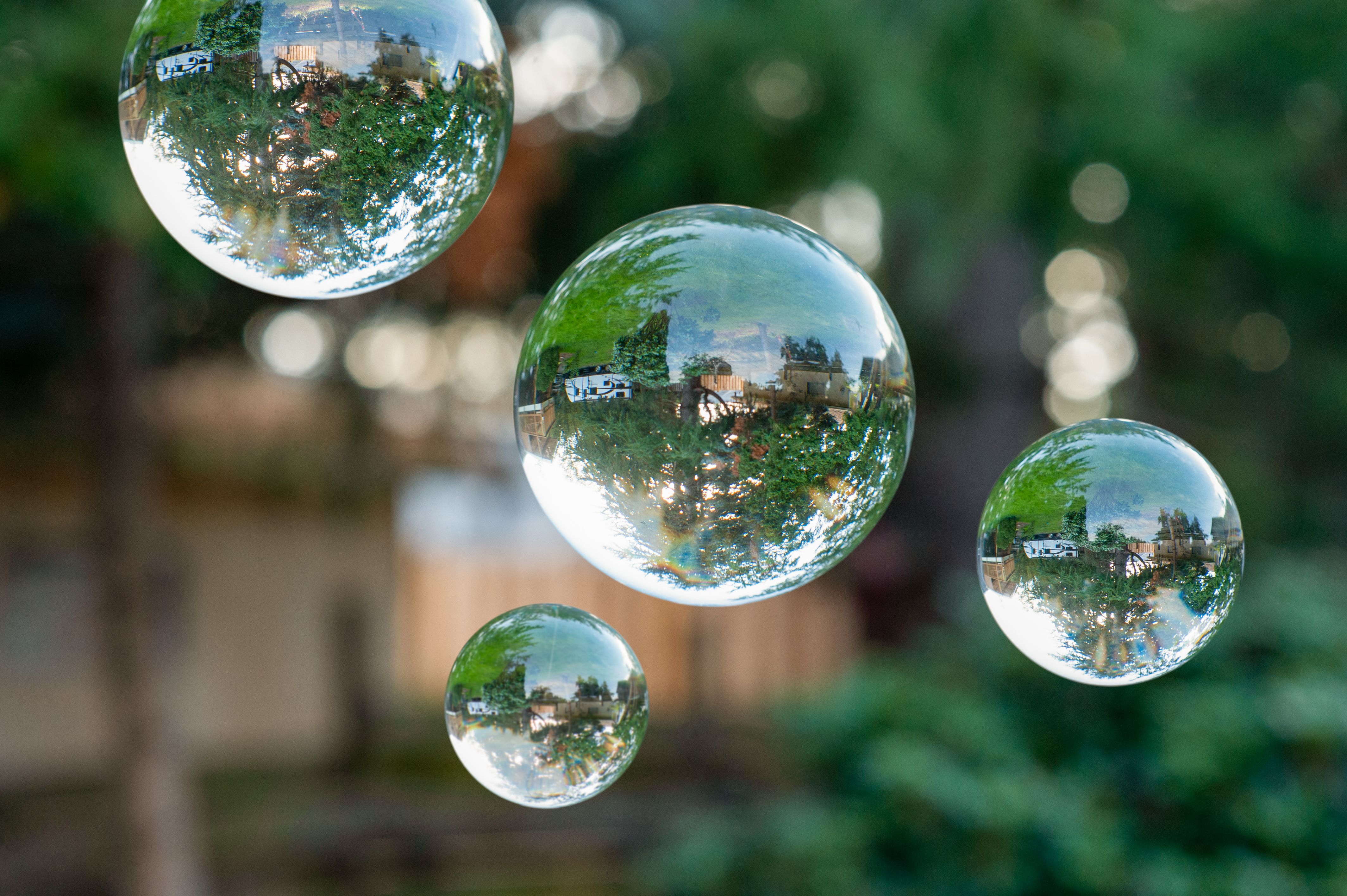Floating Glass Spheres with Nature Reflection · Free Stock Photo