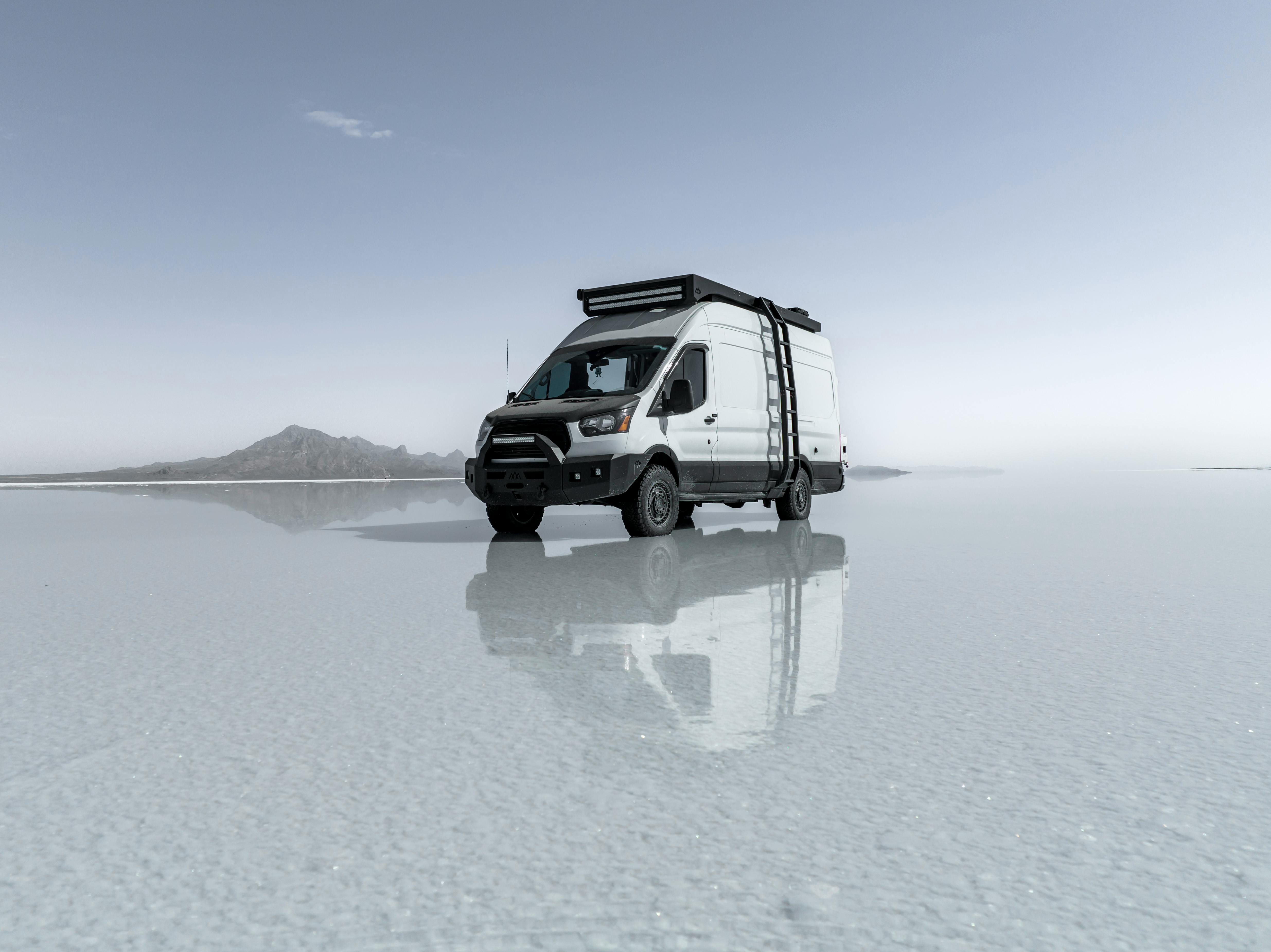 Camper Van Reflection on Bonneville Salt Flats · Free Stock Photo