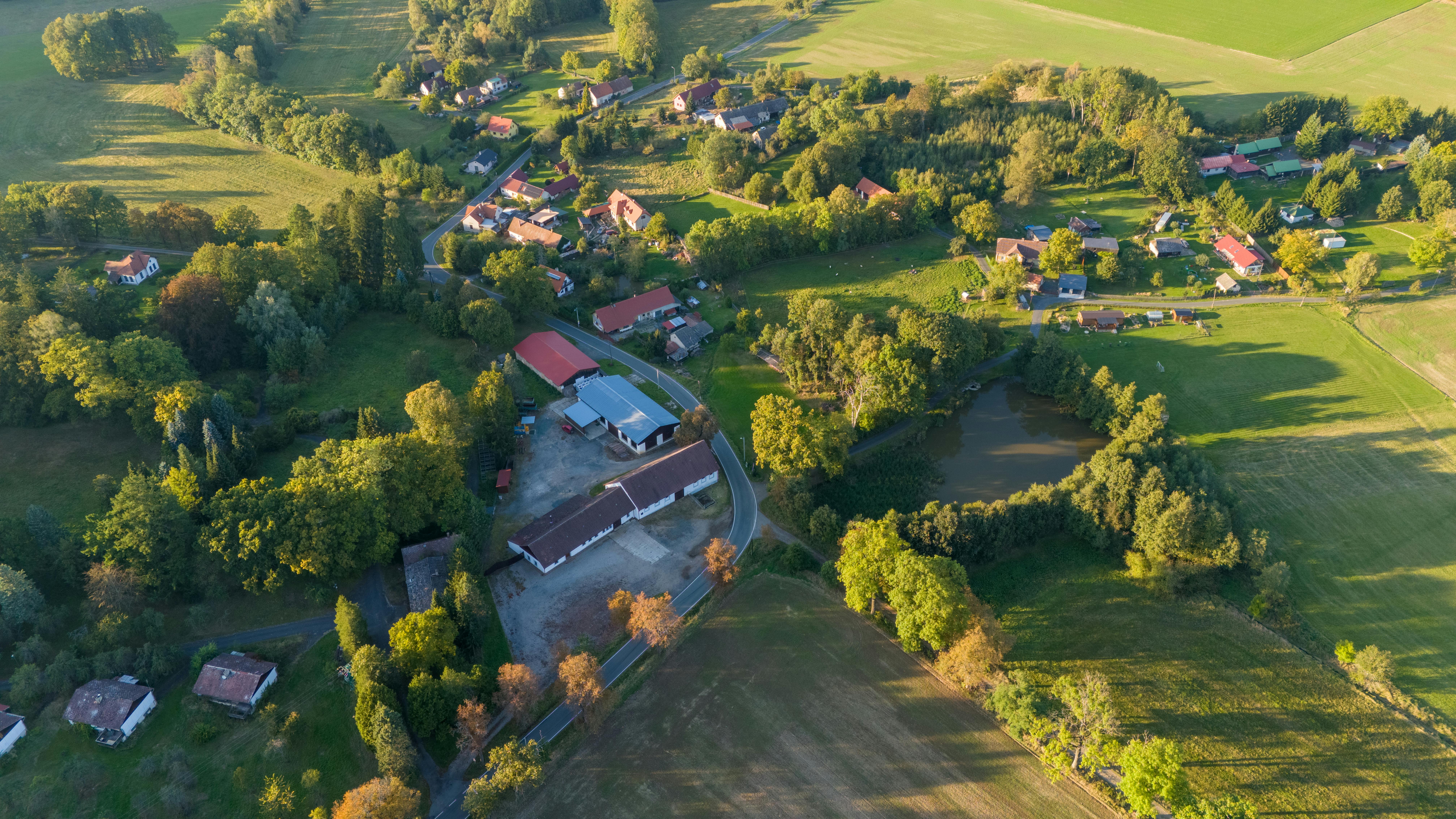 Aerial View of a Scenic Rural Landscape in Czechia · Free Stock Photo