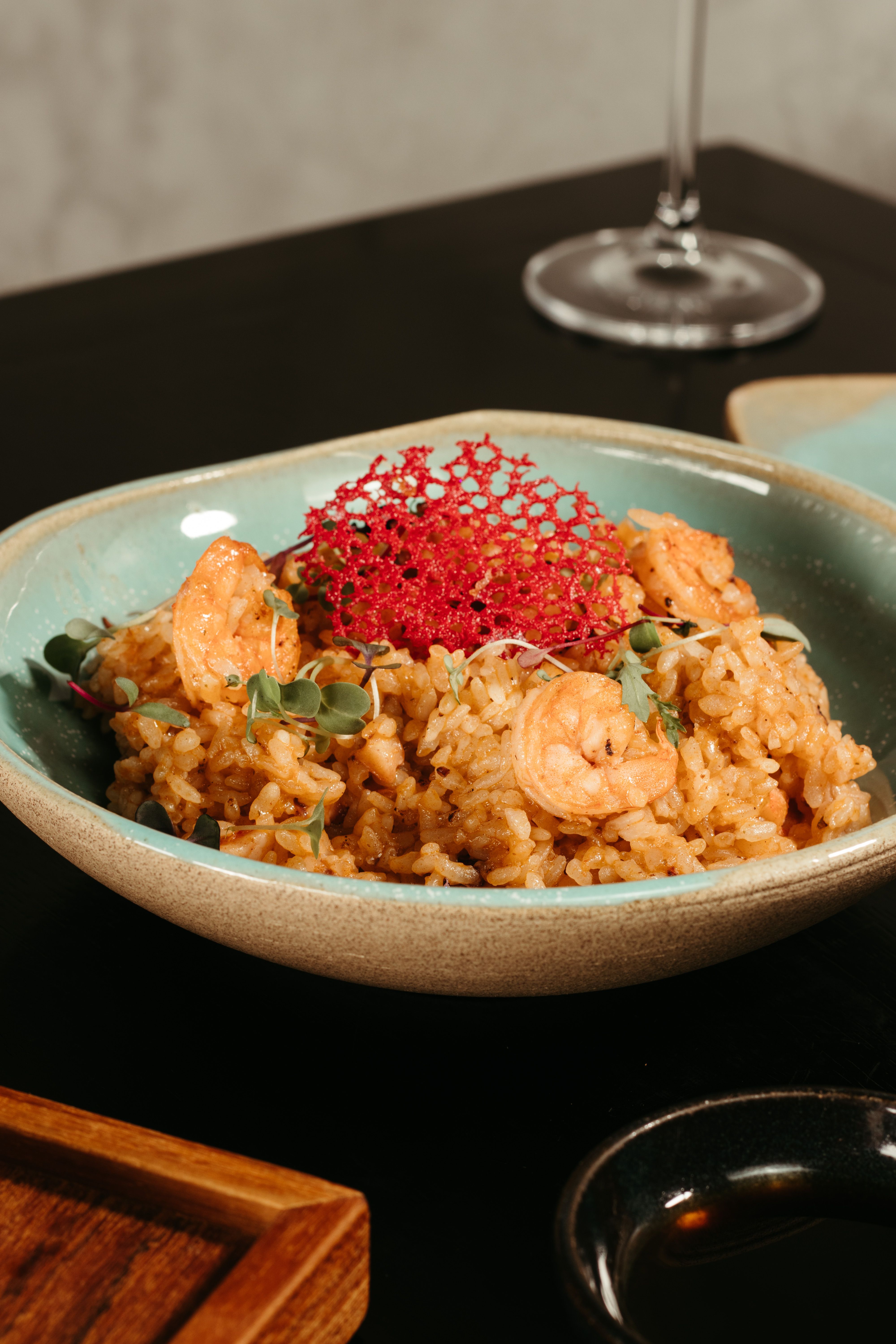 Delicious Shrimp Risotto with Garnish in a Bistro Setting · Free Stock ...
