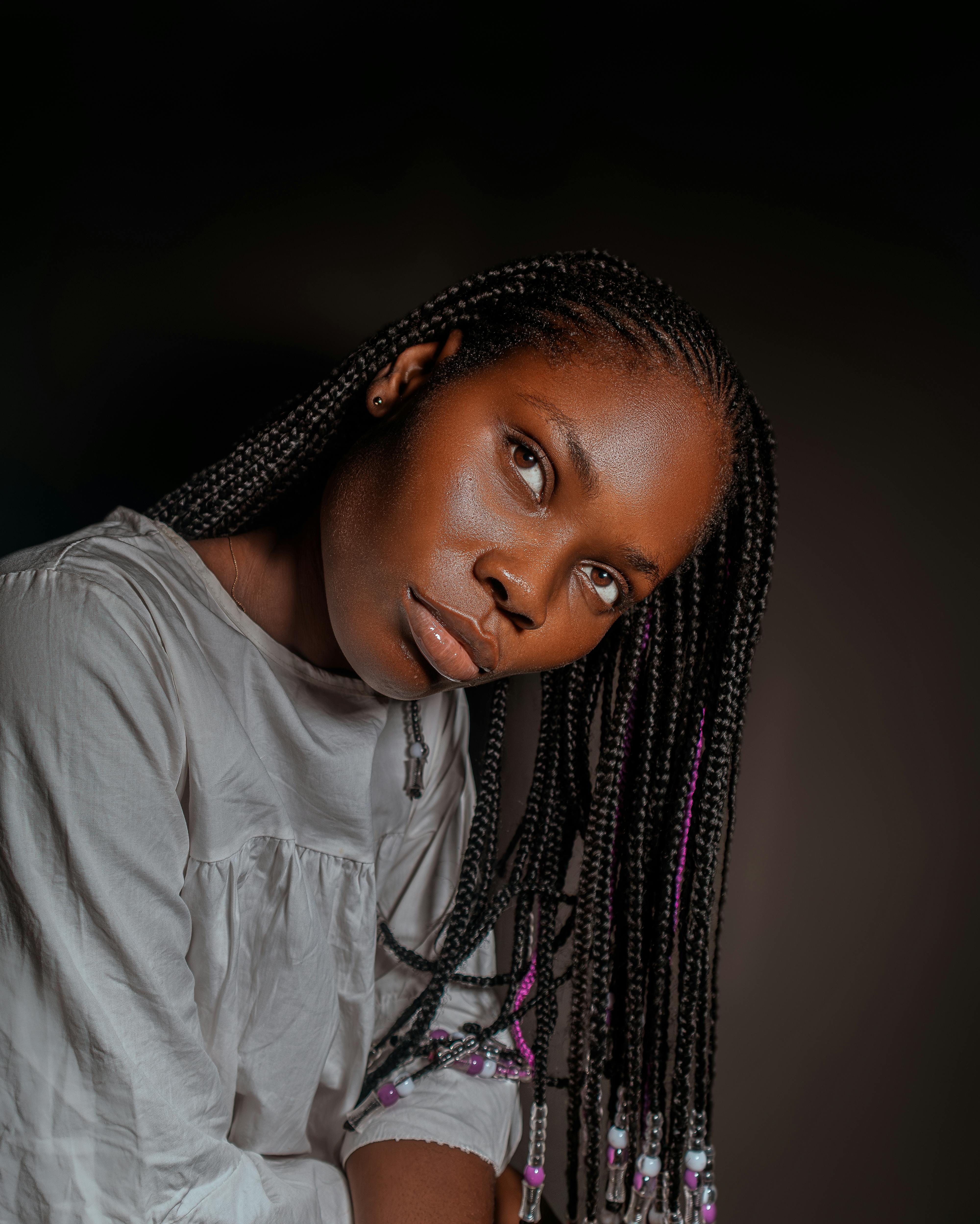 Stylish Portrait of a Fashionable Woman with Braids · Free Stock Photo