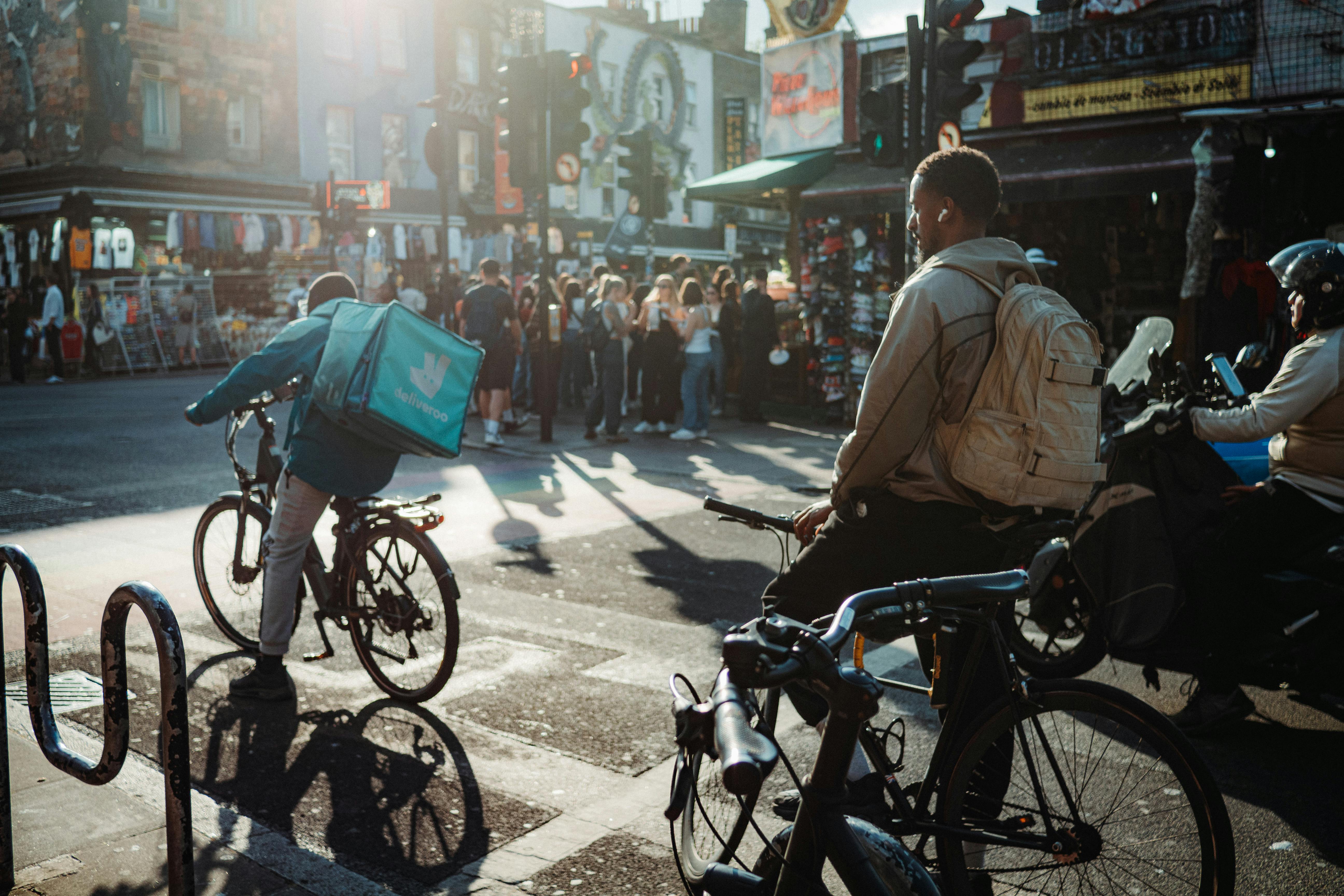 Deliveroo Riders in Camden Market at Sunset · Free Stock Photo