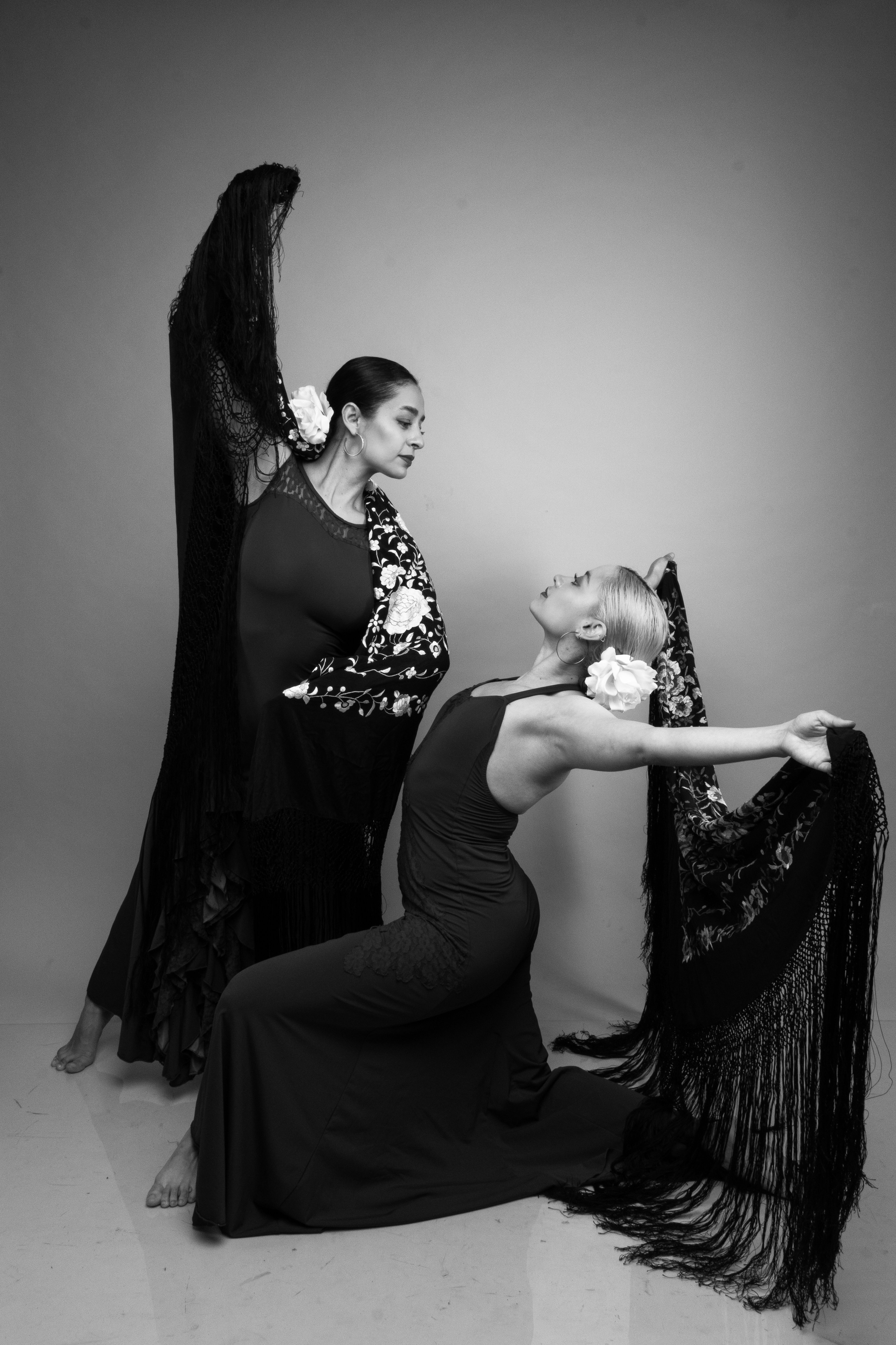 Dynamic Flamenco Dance Duo in Traditional Attire · Free Stock Photo