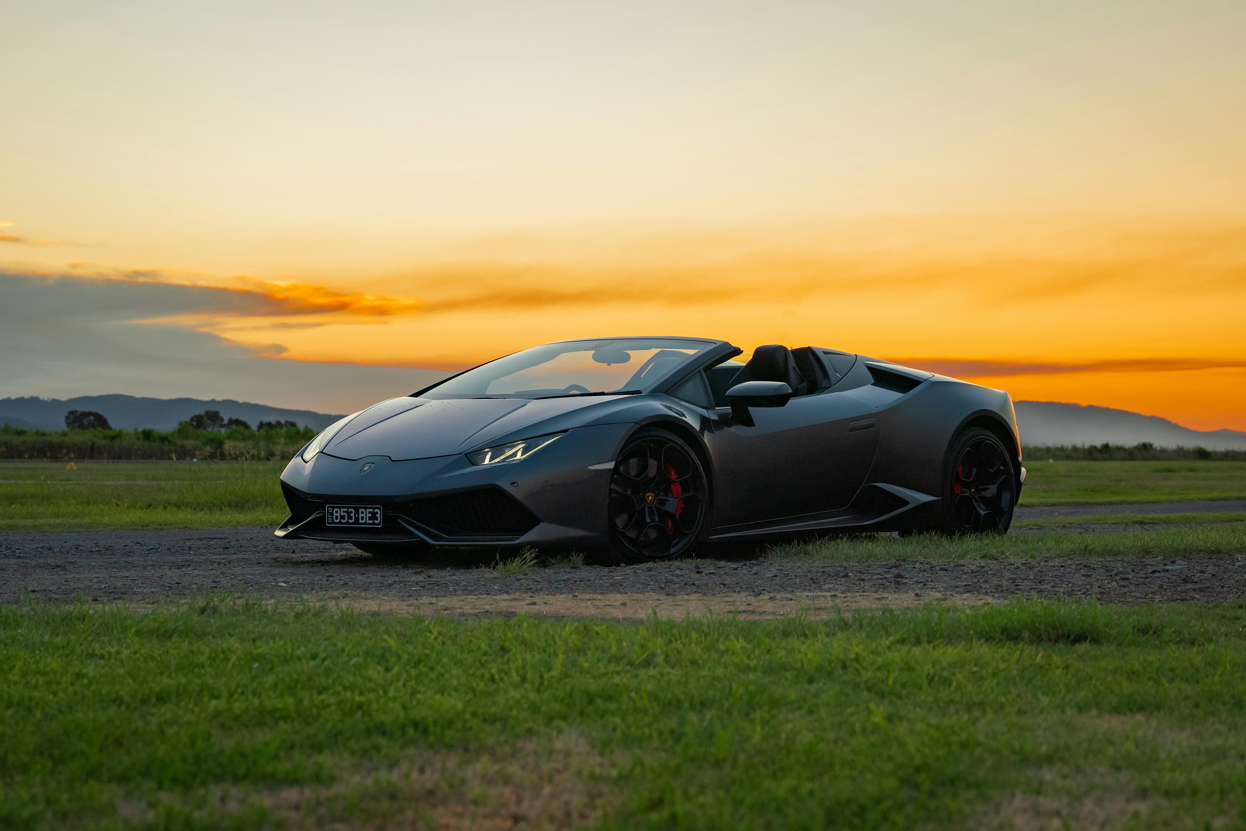 Sleek Gray Lamborghini at Sunset in Brisbane · Free Stock Photo