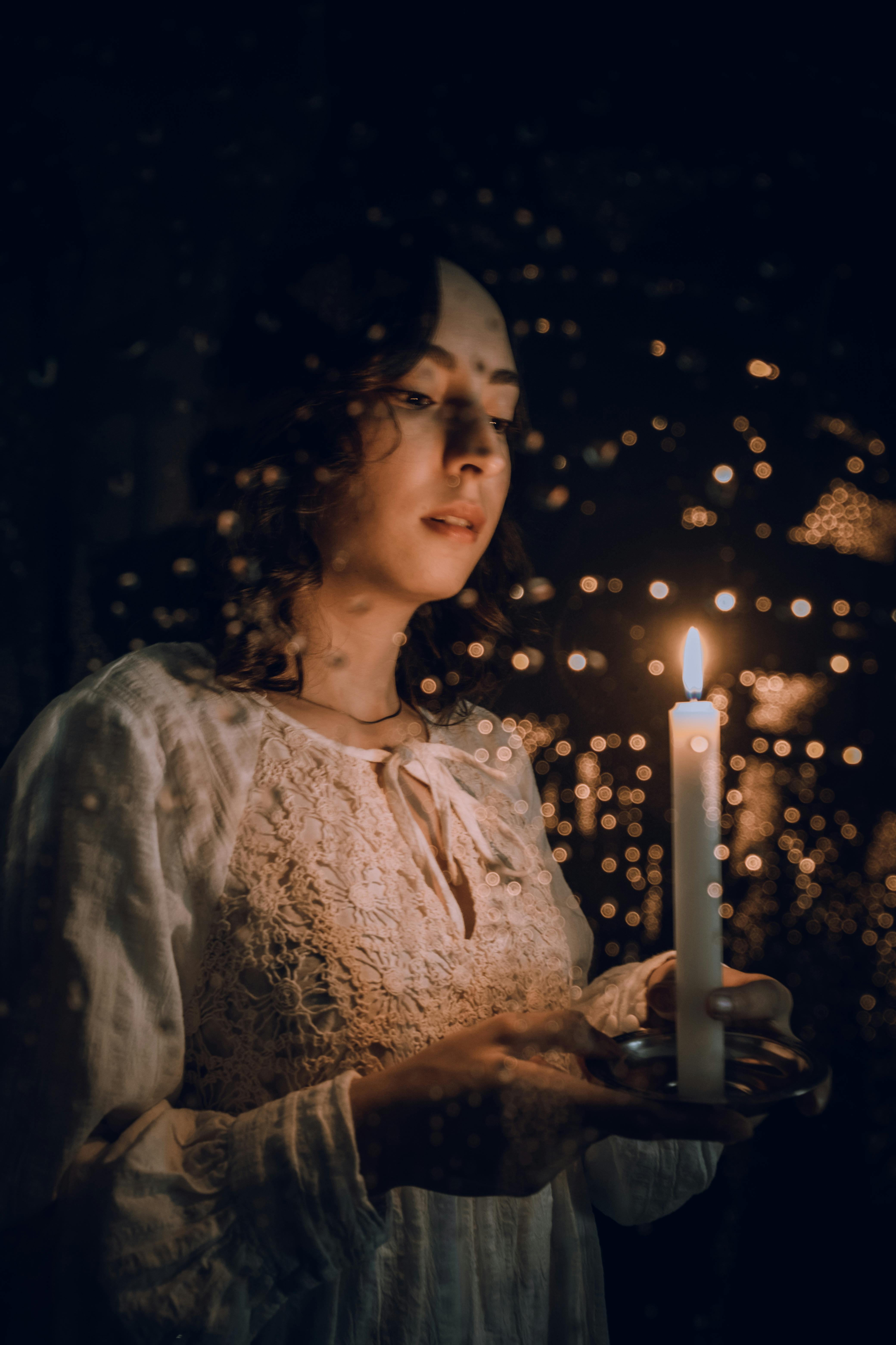 Moody Portrait with Candlelight Reflection · Free Stock Photo