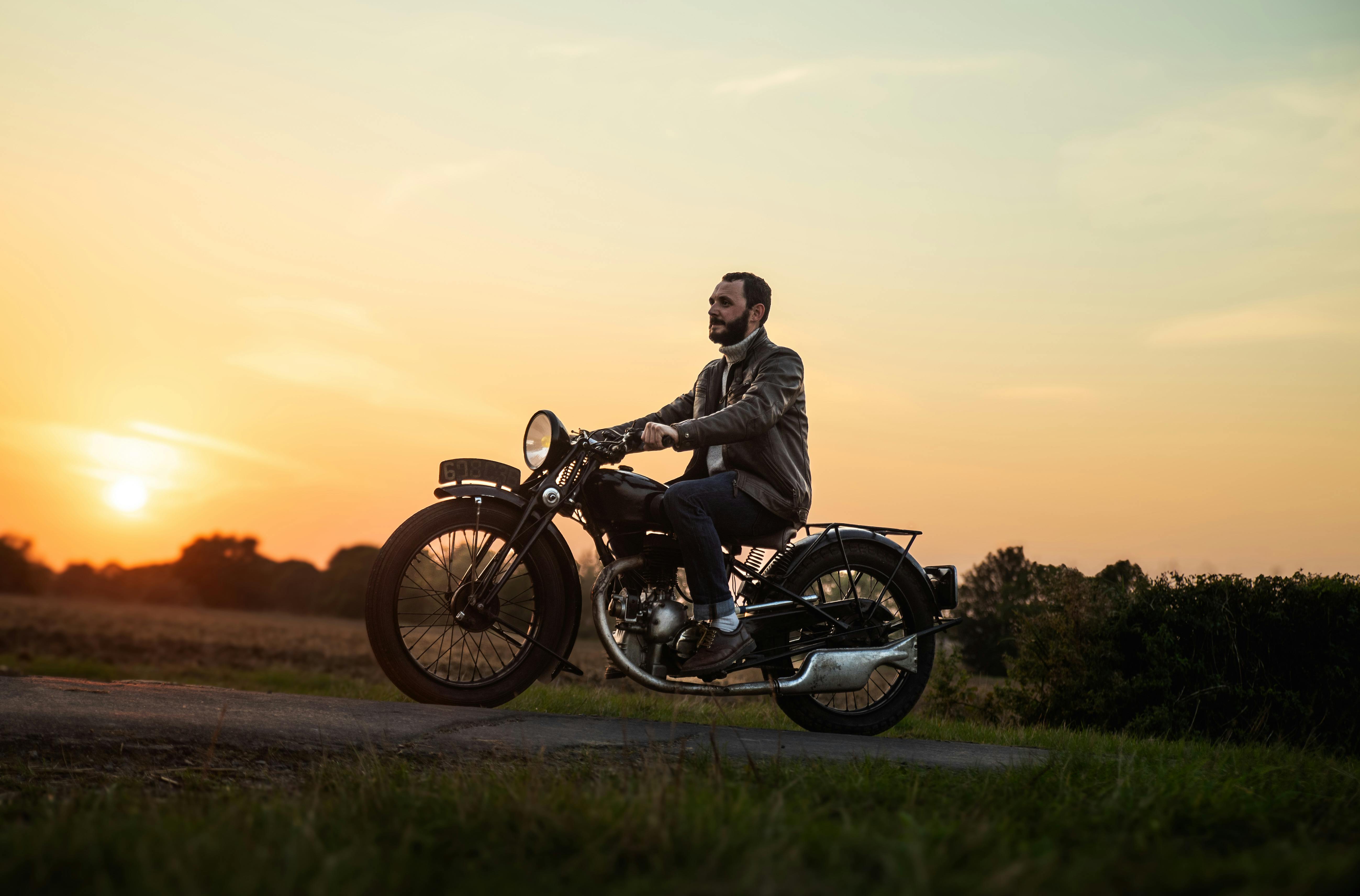 Vintage Motorcycle Ride at Sunset · Free Stock Photo