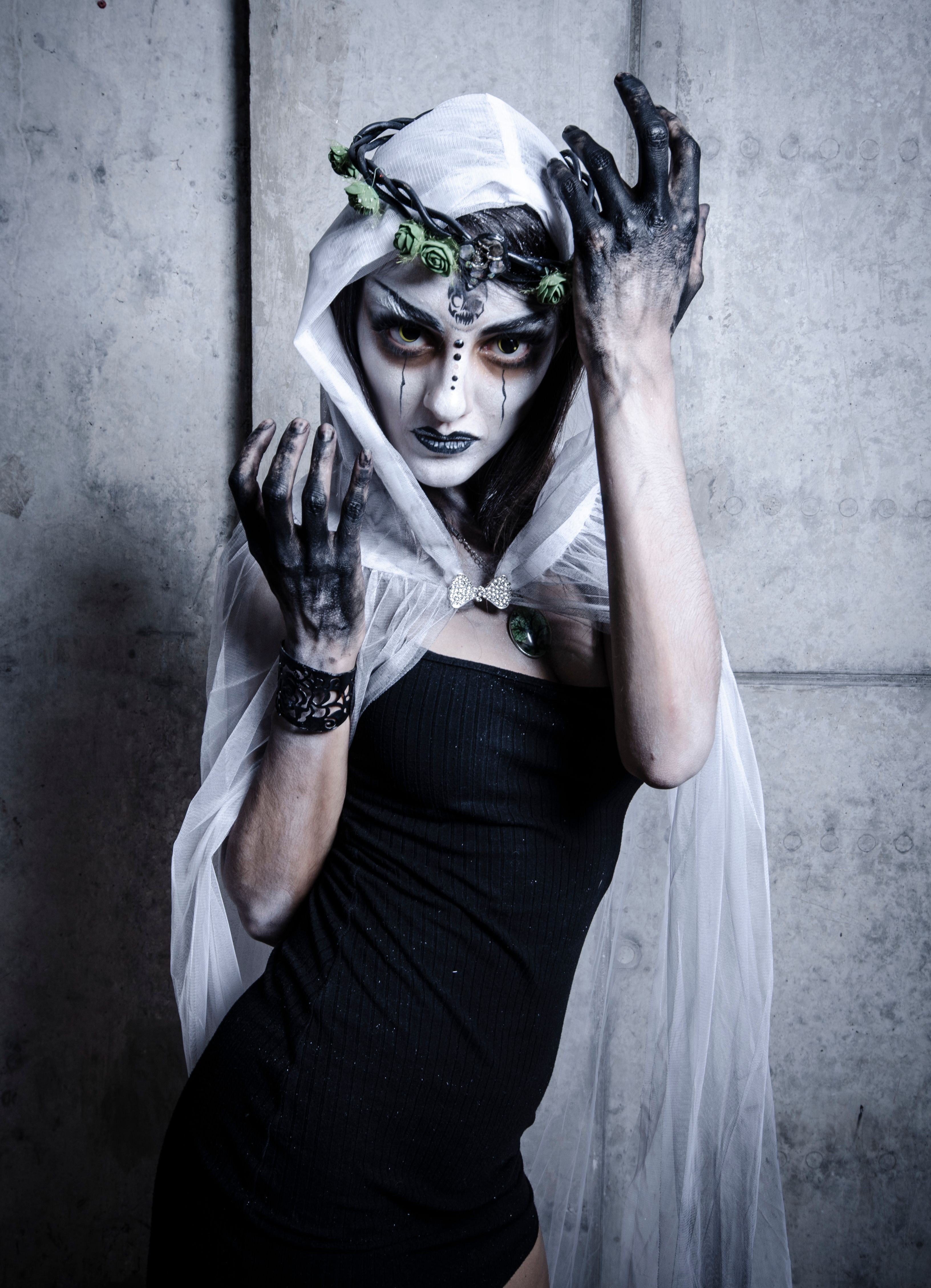 Gothic Artistic Makeup Portrait with Veil · Free Stock Photo