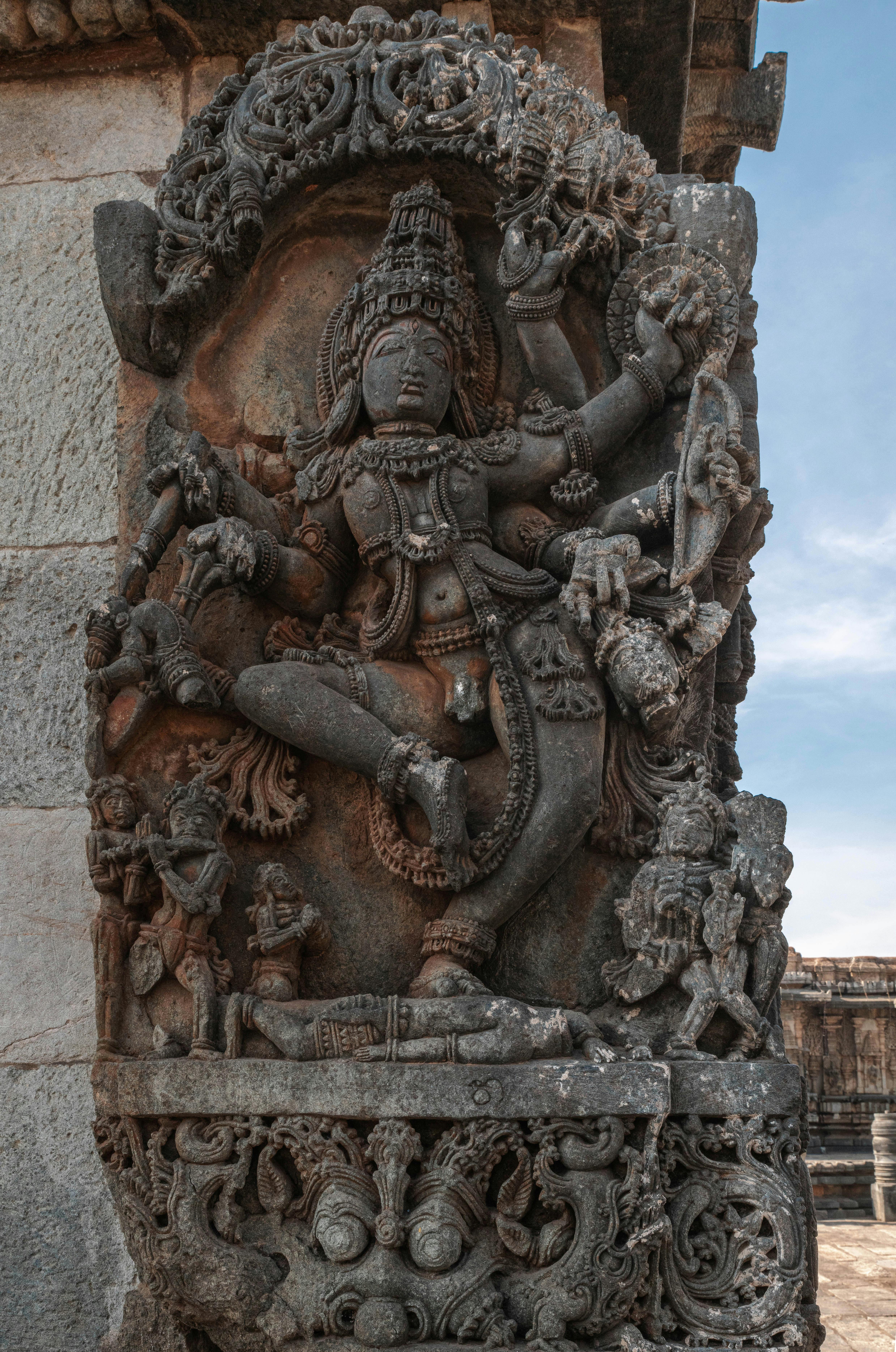 Intricate Stone Carving of Hindu Deity in Belur · Free Stock Photo
