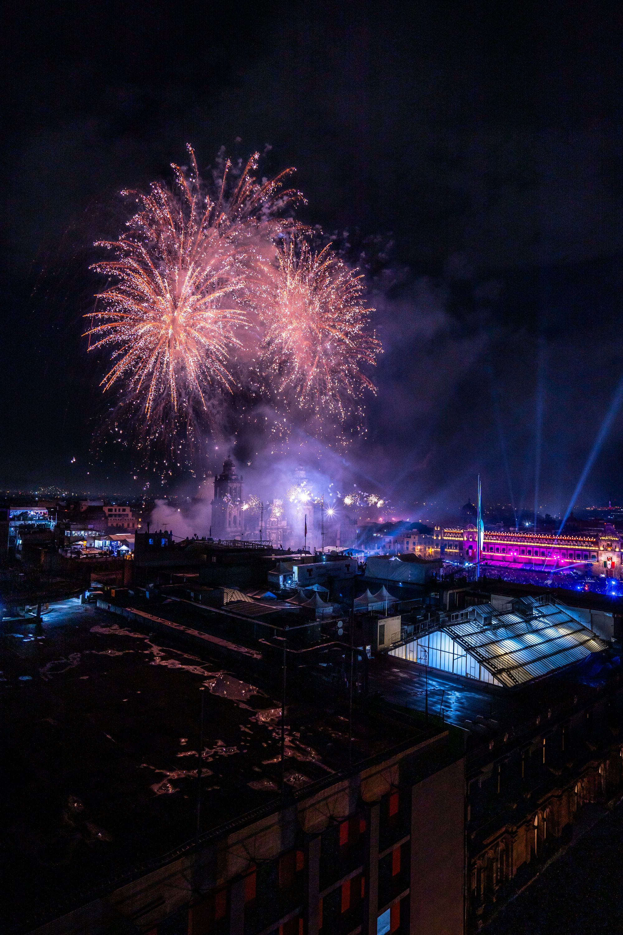 Colorful Fireworks in Mexico City Night Sky · Free Stock Photo