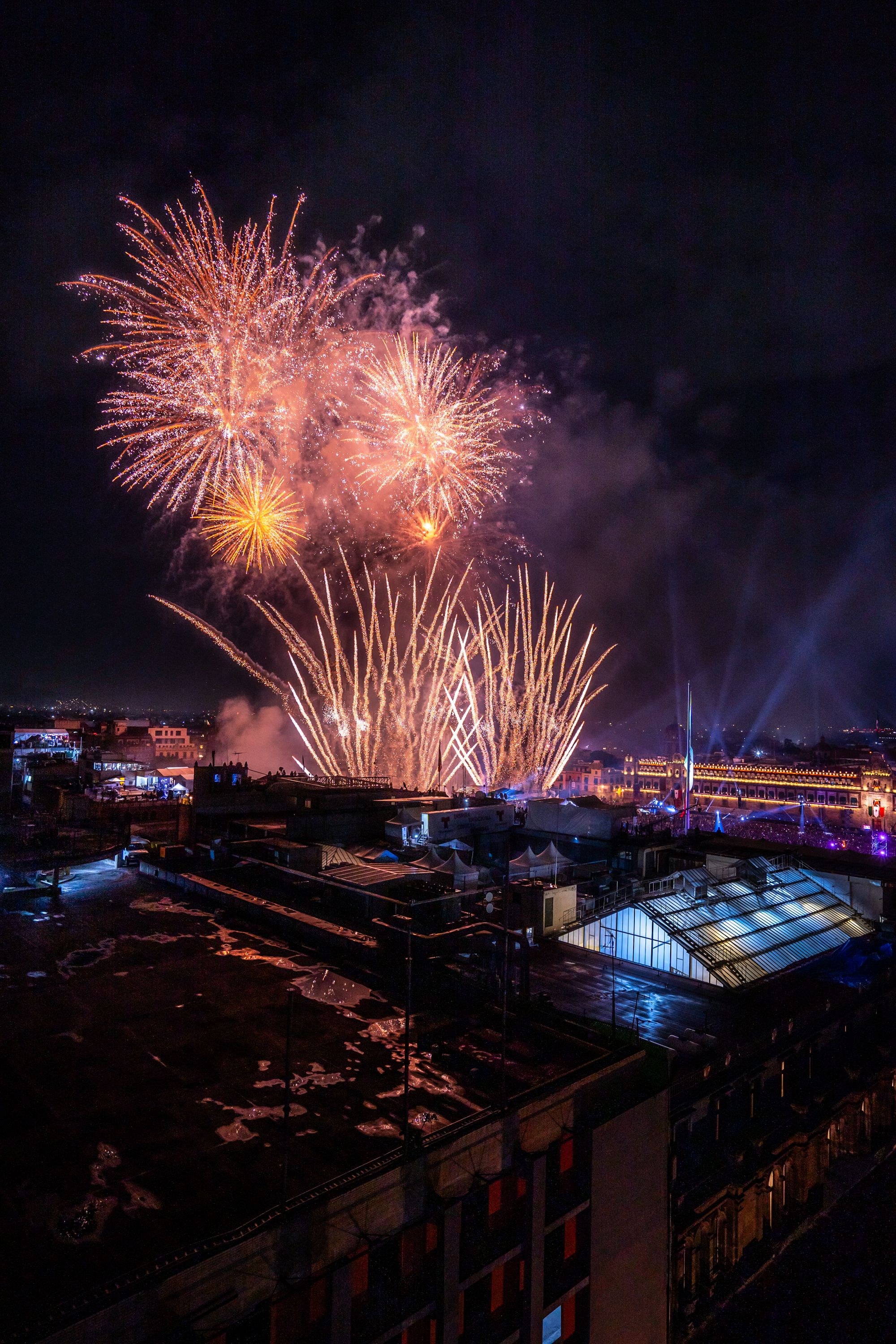 Vibrant Fireworks Over Mexico City Night Skyline · Free Stock Photo